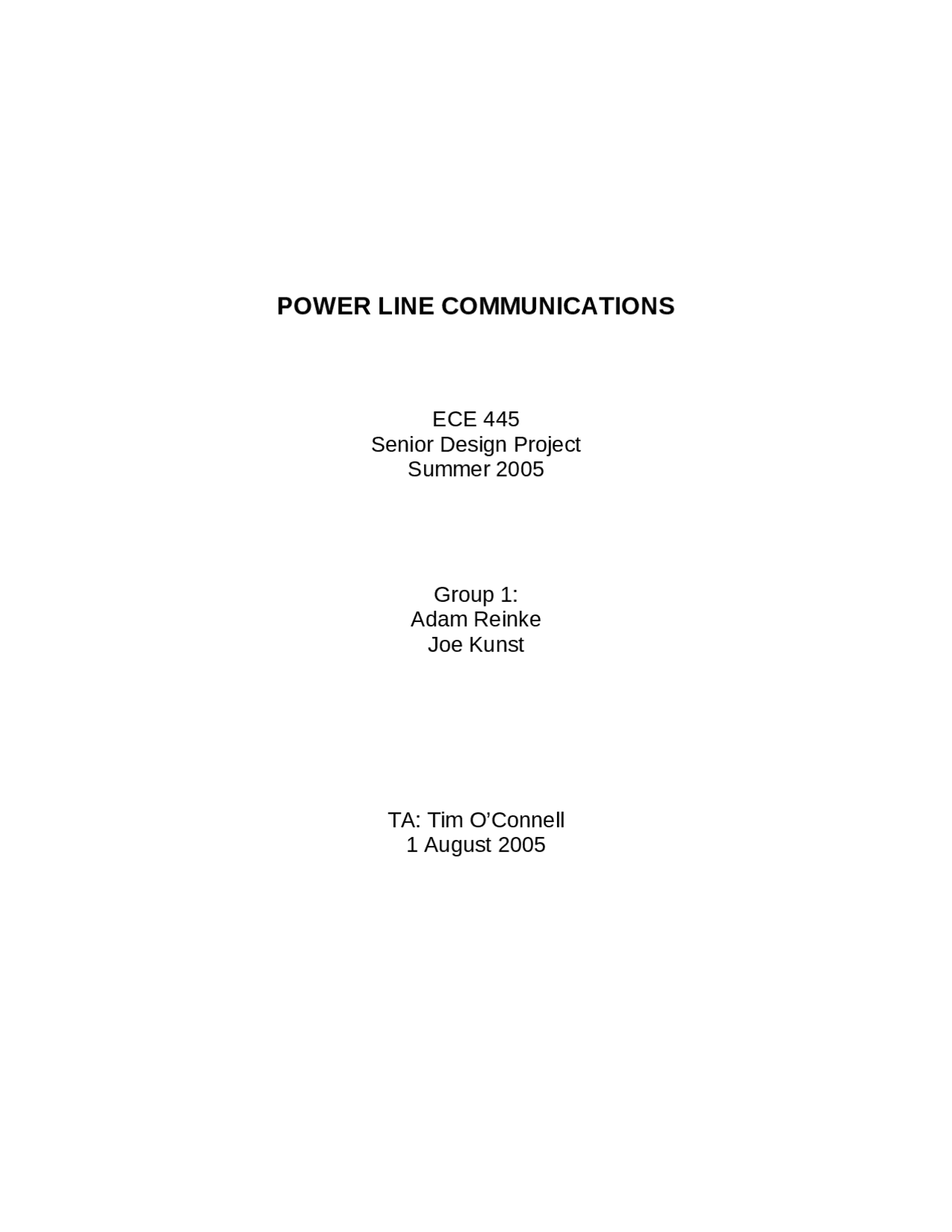 Power Line Communications Senior Design Project Lab Ece 445 Docsity