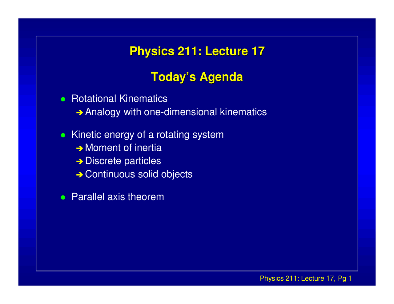 Rotations And Rotational Variables Lecture Slides Phys 211 Docsity