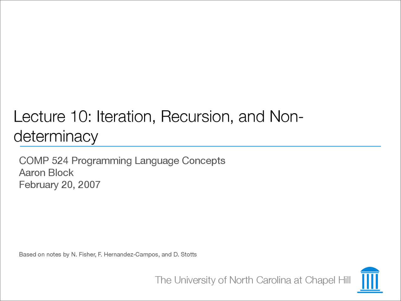 UNC Chapel Hill: Lecture 10 - Programming Language Concepts - Prof ...
