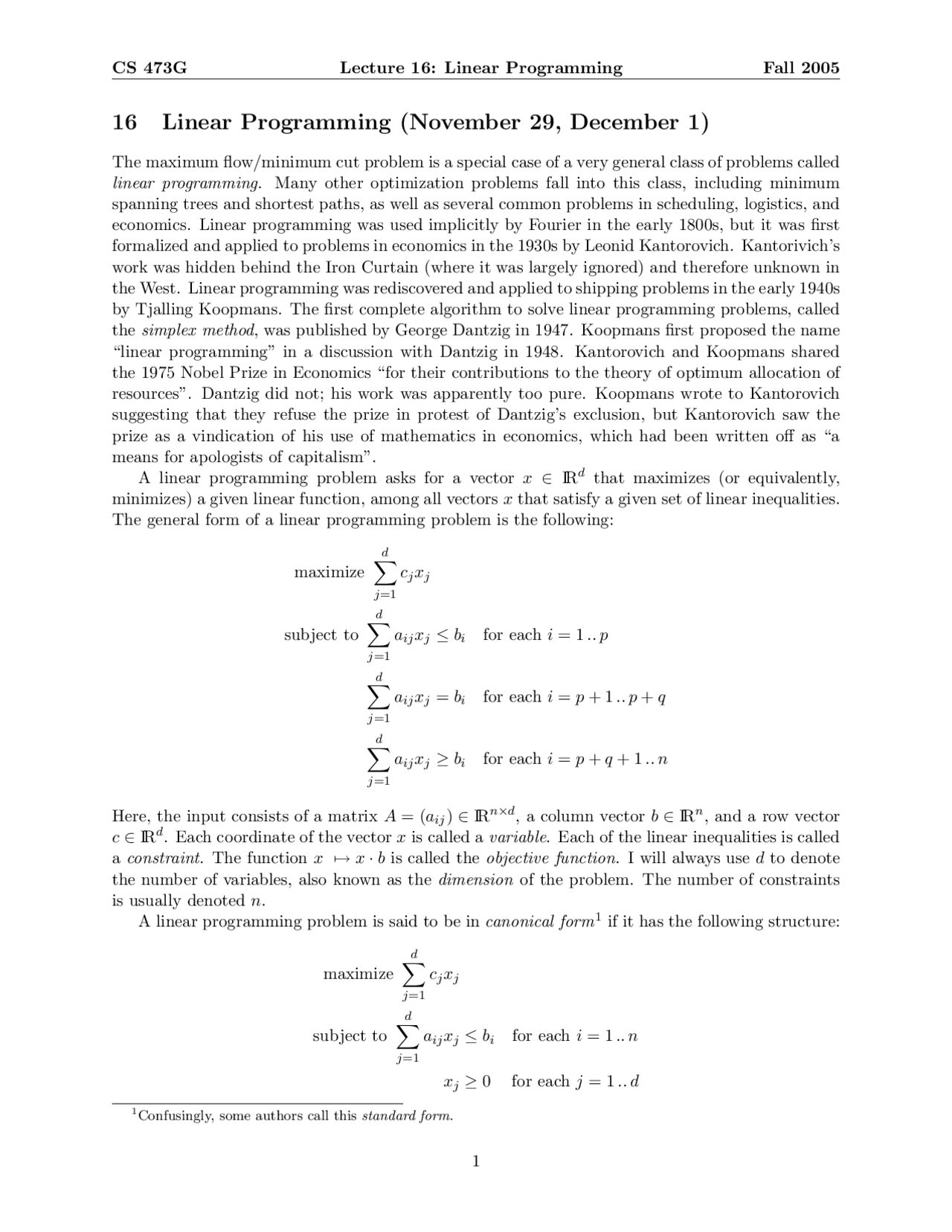Lecture Notes for Linear Programming - Fundamental Algorithms | CS 473 ...