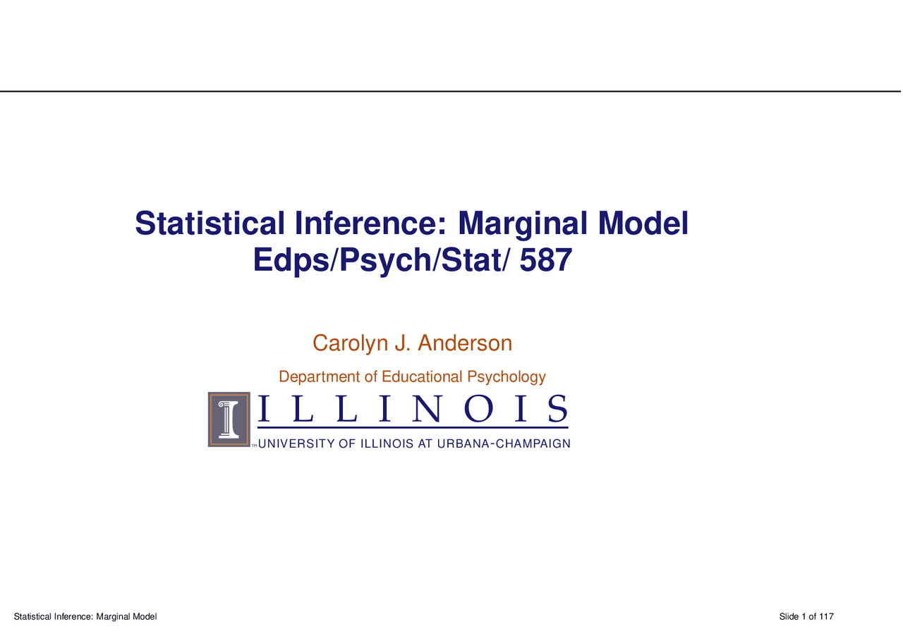 Statistical Inference: Marginal Model - Lab 3 | STAT 587 - Docsity