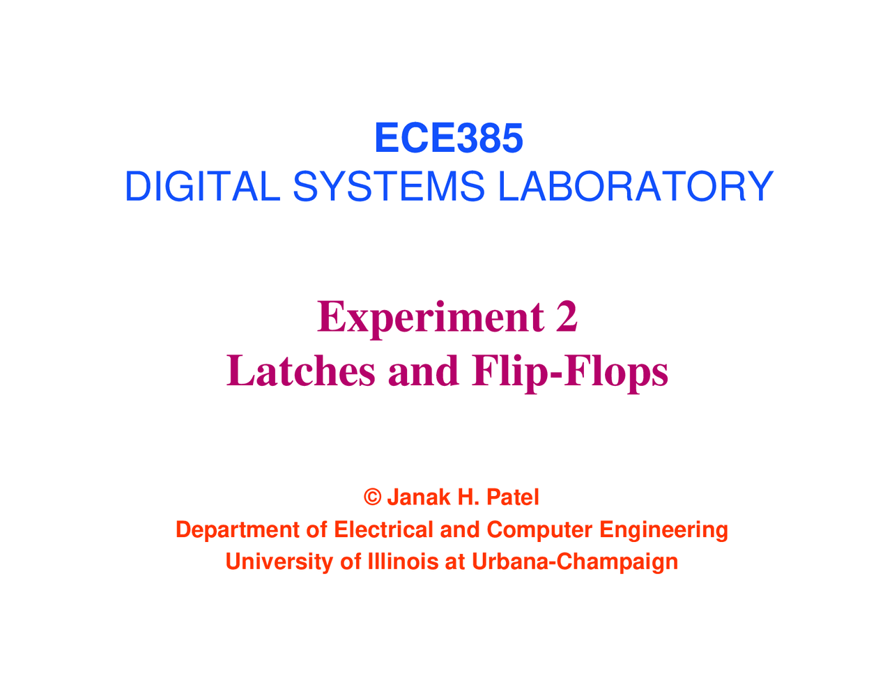 Latches And Flip Flops Digital Systems Laboratory Ece 385 Docsity