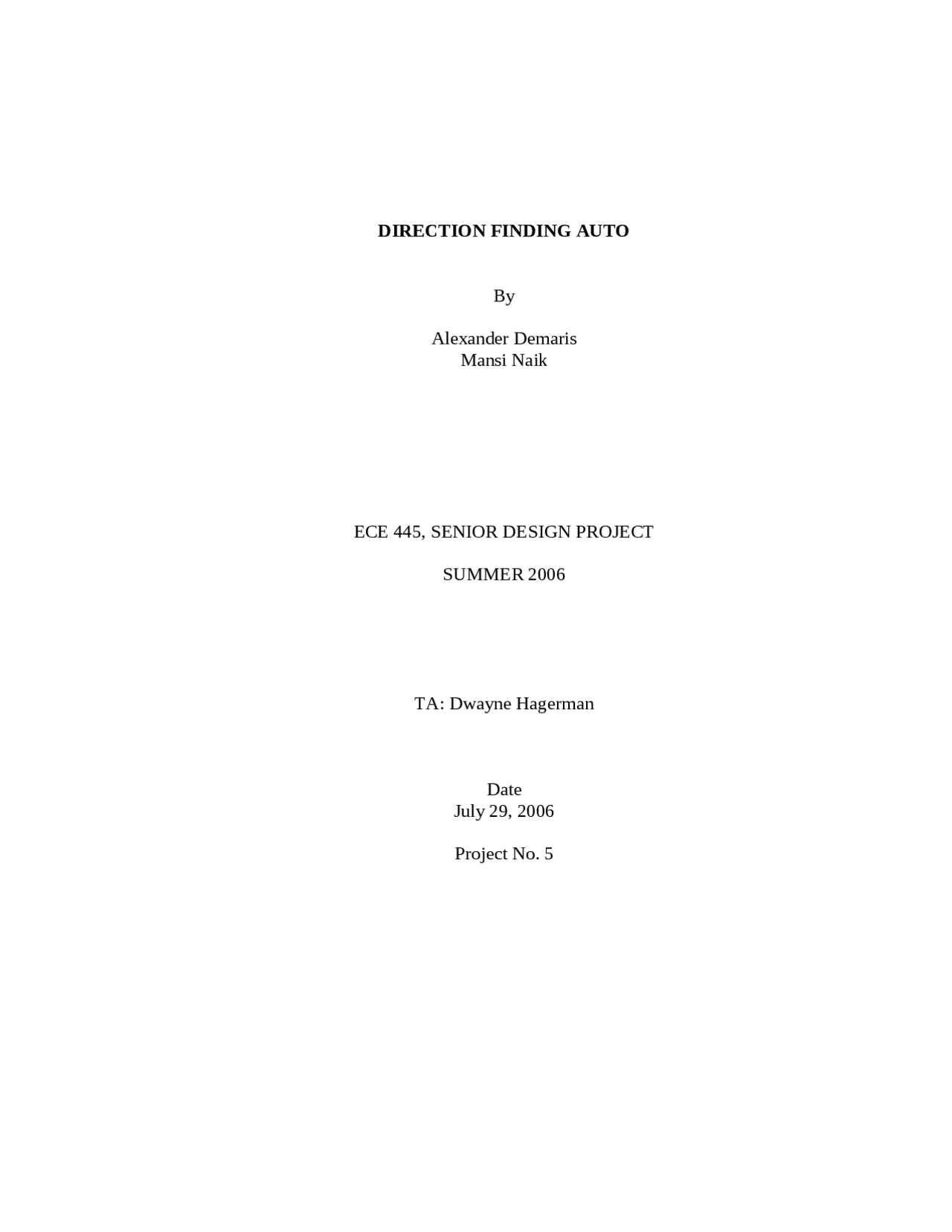 Direction Finding Auto - Project Report 5 | ECE 445 | Study Guides ...