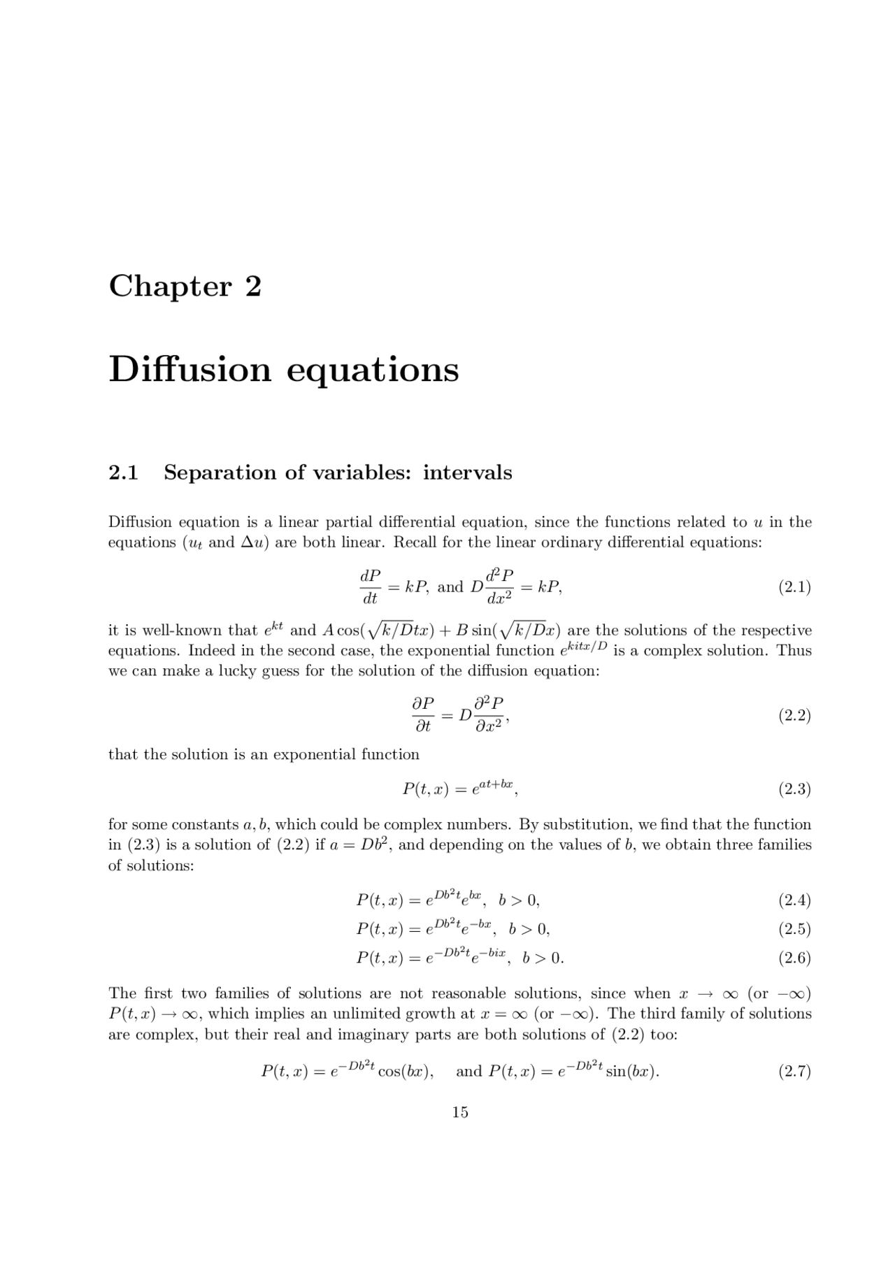 Lecture Notes on Separation of Variables: Intervals | MATH 490 - Docsity
