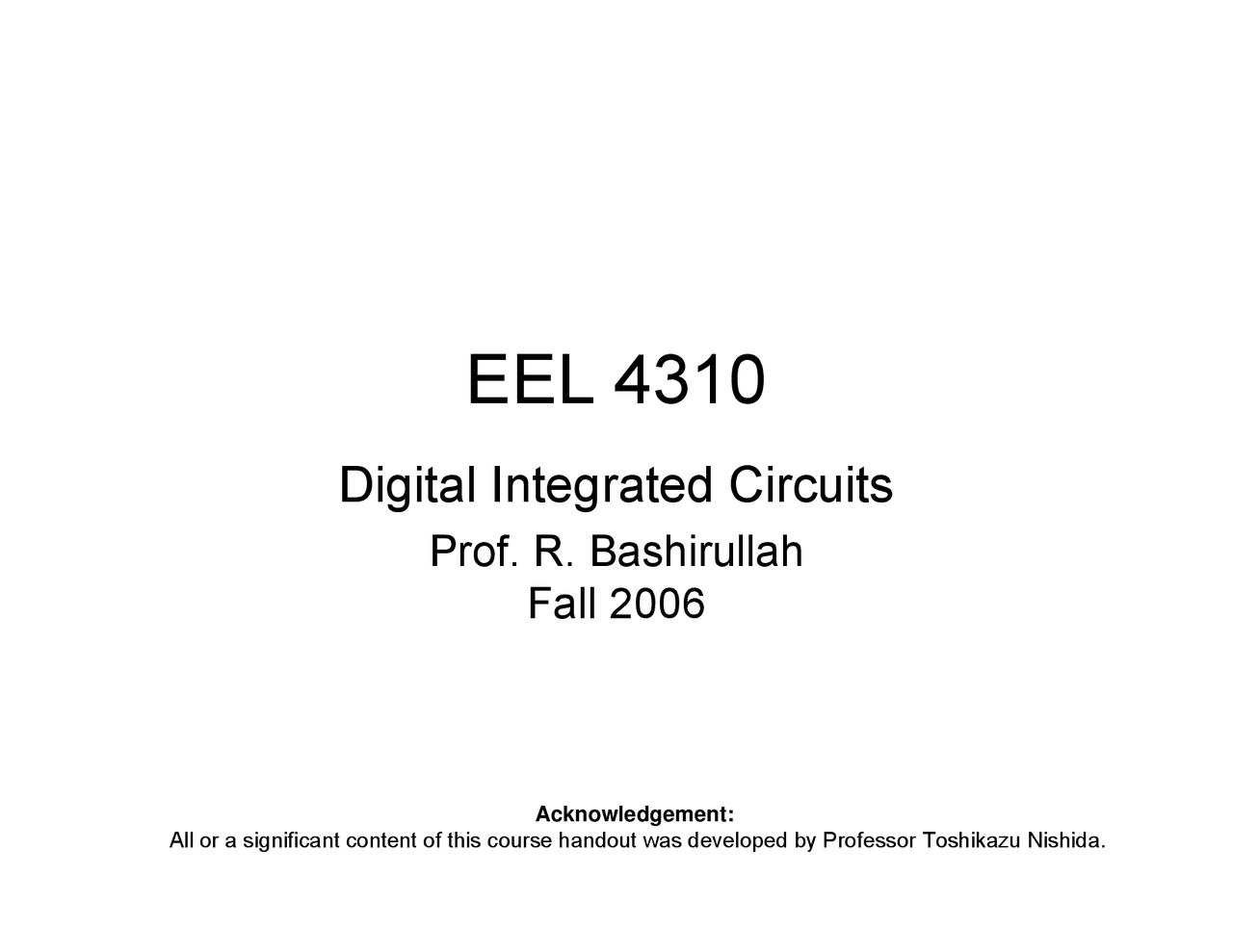 Mos Devices Digital Integrated Circuits Lecture Slides Eel 4310
