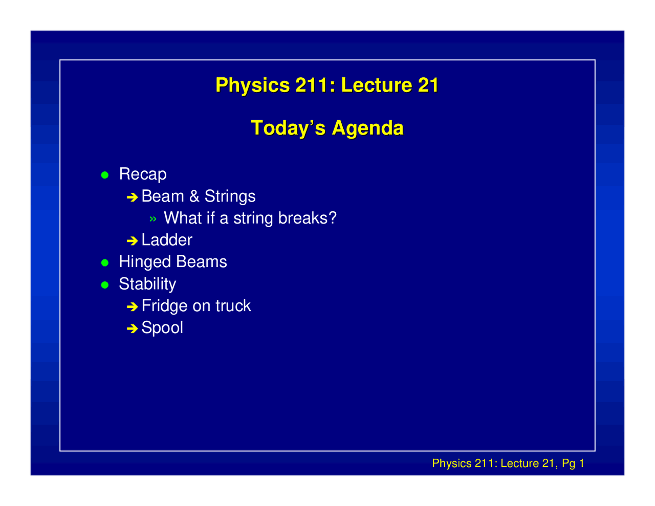 Beam And Strings Ladder Spool Lecture Slides Phys 211 Docsity