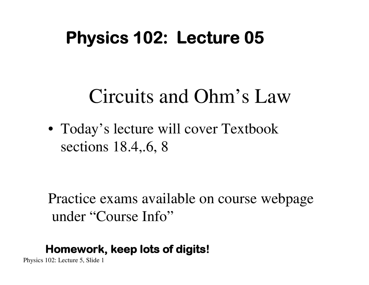 Lecture Slides On Circuits And Ohms Laws Phys 102 Docsity