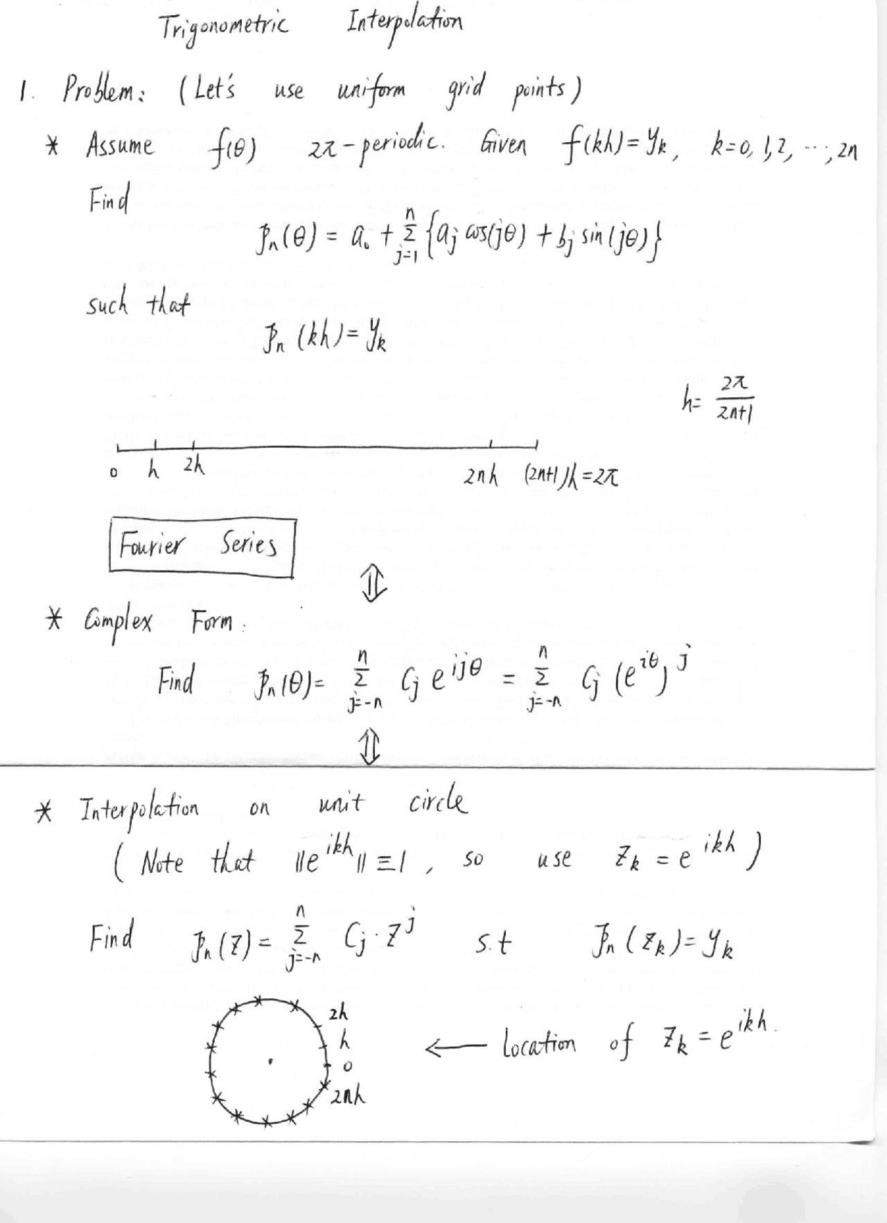 Handwritten Notes On Trigonometric Interpolation Math 661 Docsity