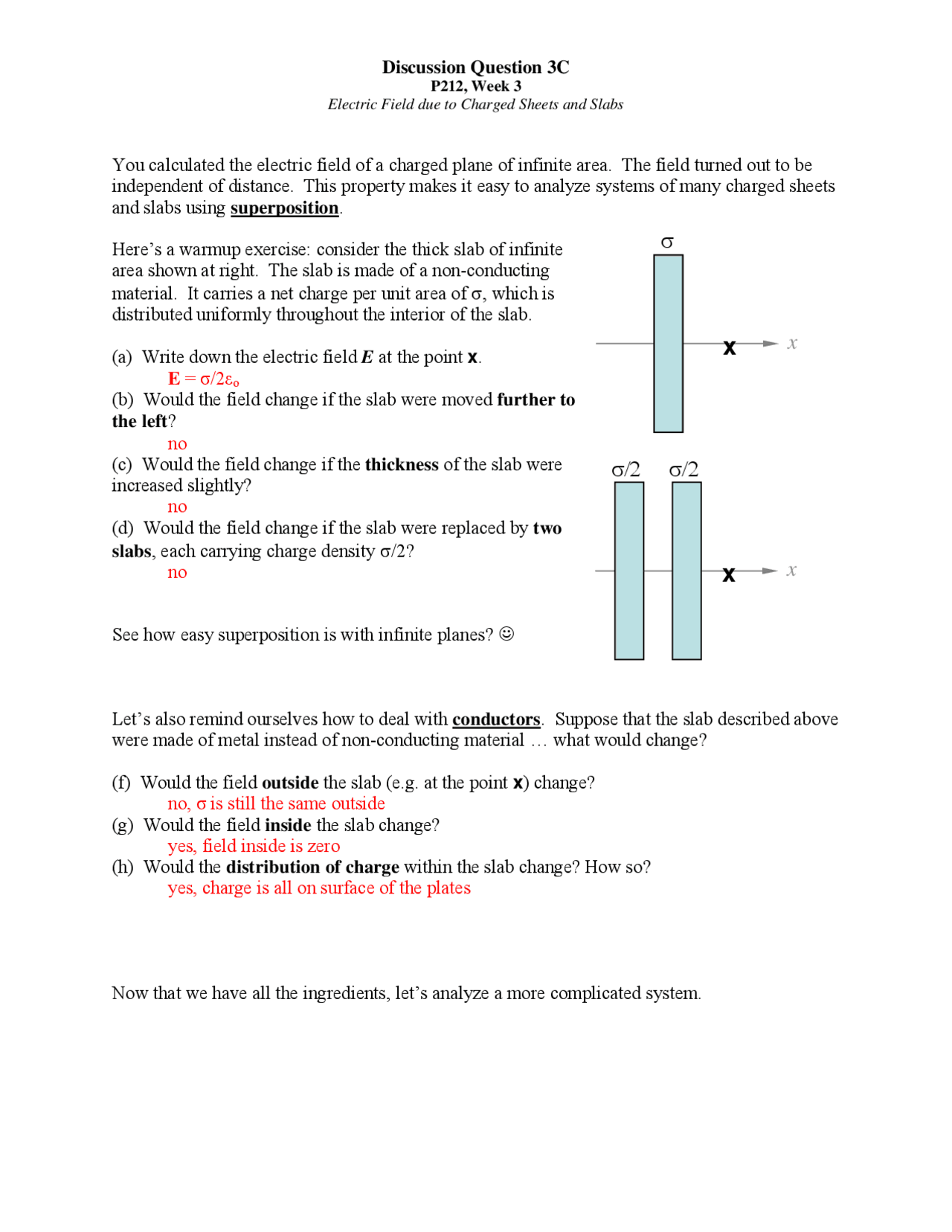 Discuss Questions on Electric field due to Charge Sheet and Slabs | PHYS 212 | Assignments ...