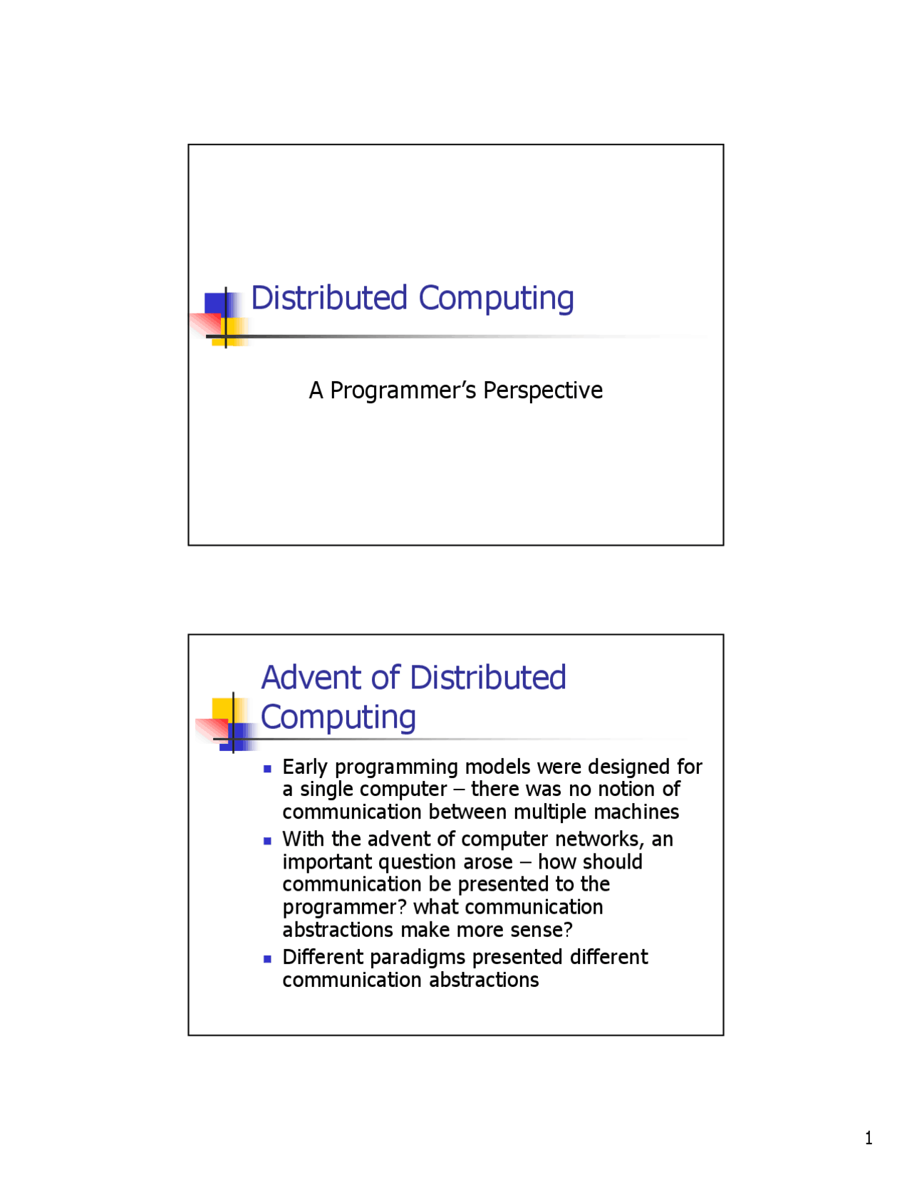 Notes On Distributed Computing In System Programming Cs 241 Docsity