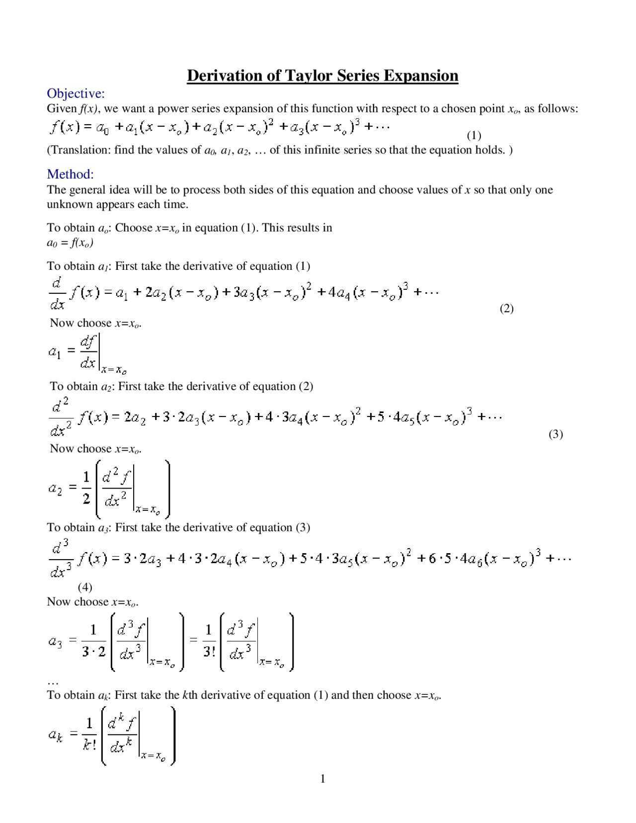 Derivation Of Taylor Series Expansion Notes Phys 435 Docsity