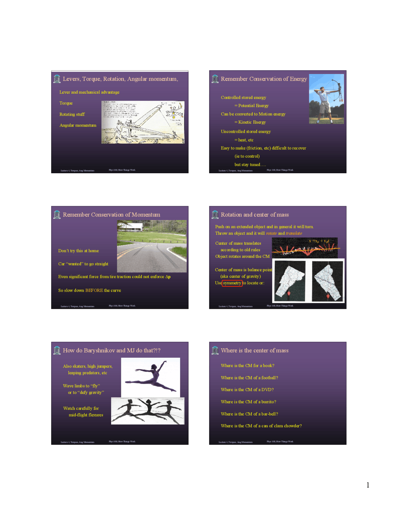 Levers Torque Rotation Angular Momentum Slides Phys 100 Docsity