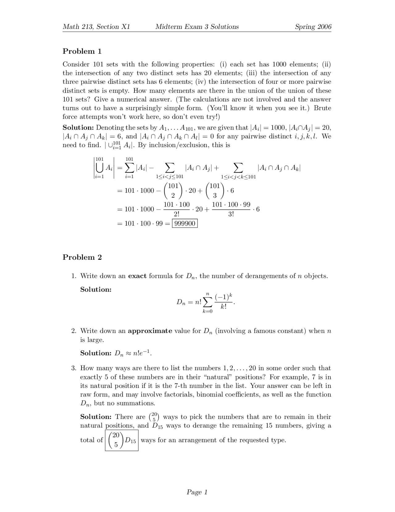 6 Solved Problems On Basic Discrete Mathematics In Midterm Exam Math 213 Docsity
