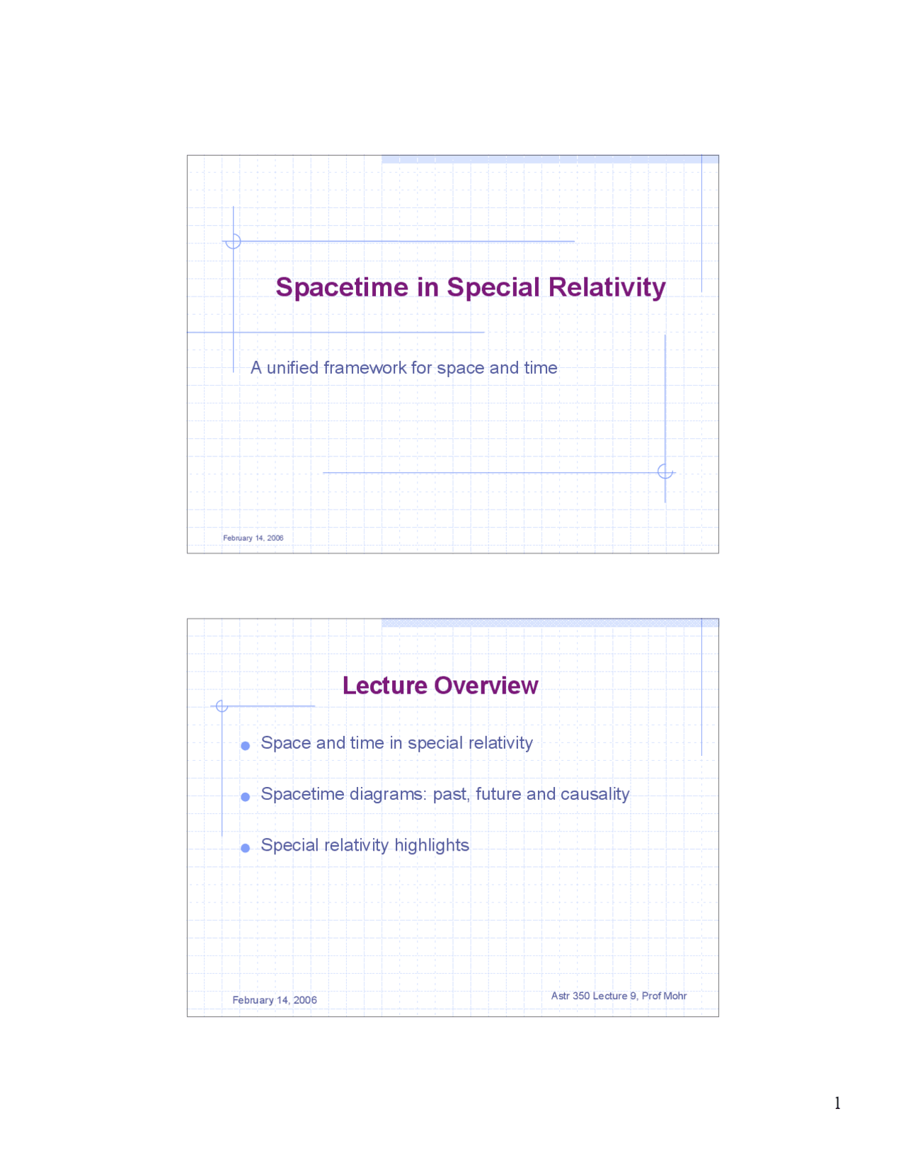 Spacetime In Special Relativity Lecture Slides Astr 350 Docsity