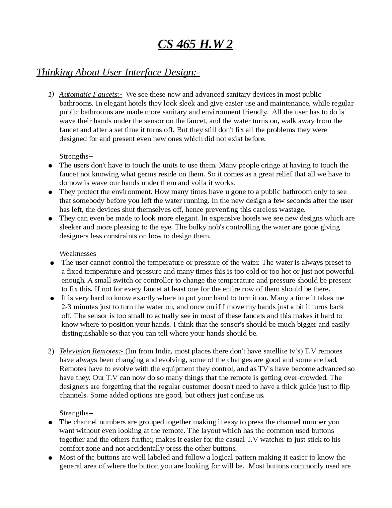 Thinking About User Interface Design User Interface Design Cs 465