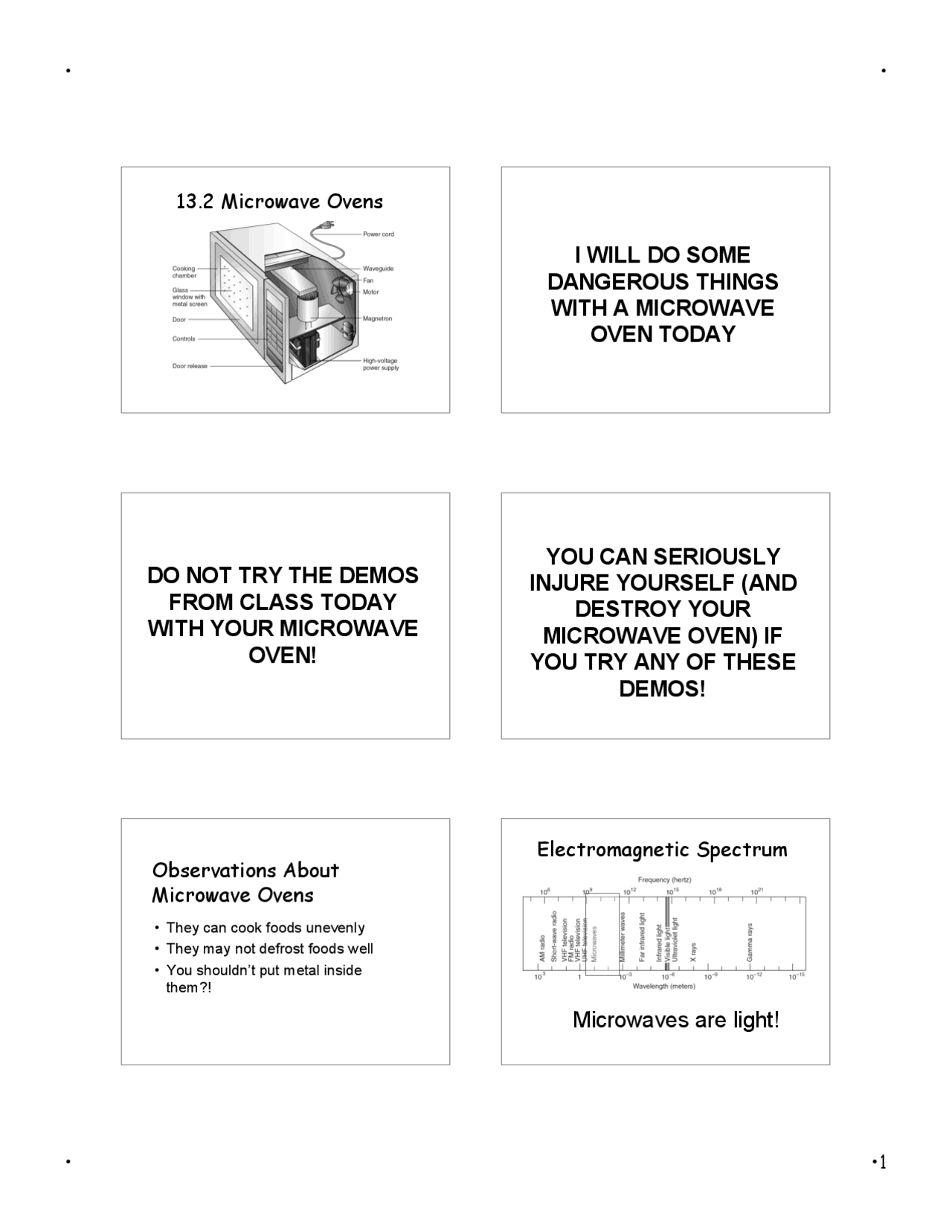 Microwave Ovens Lecture Slides Phys 140 Docsity