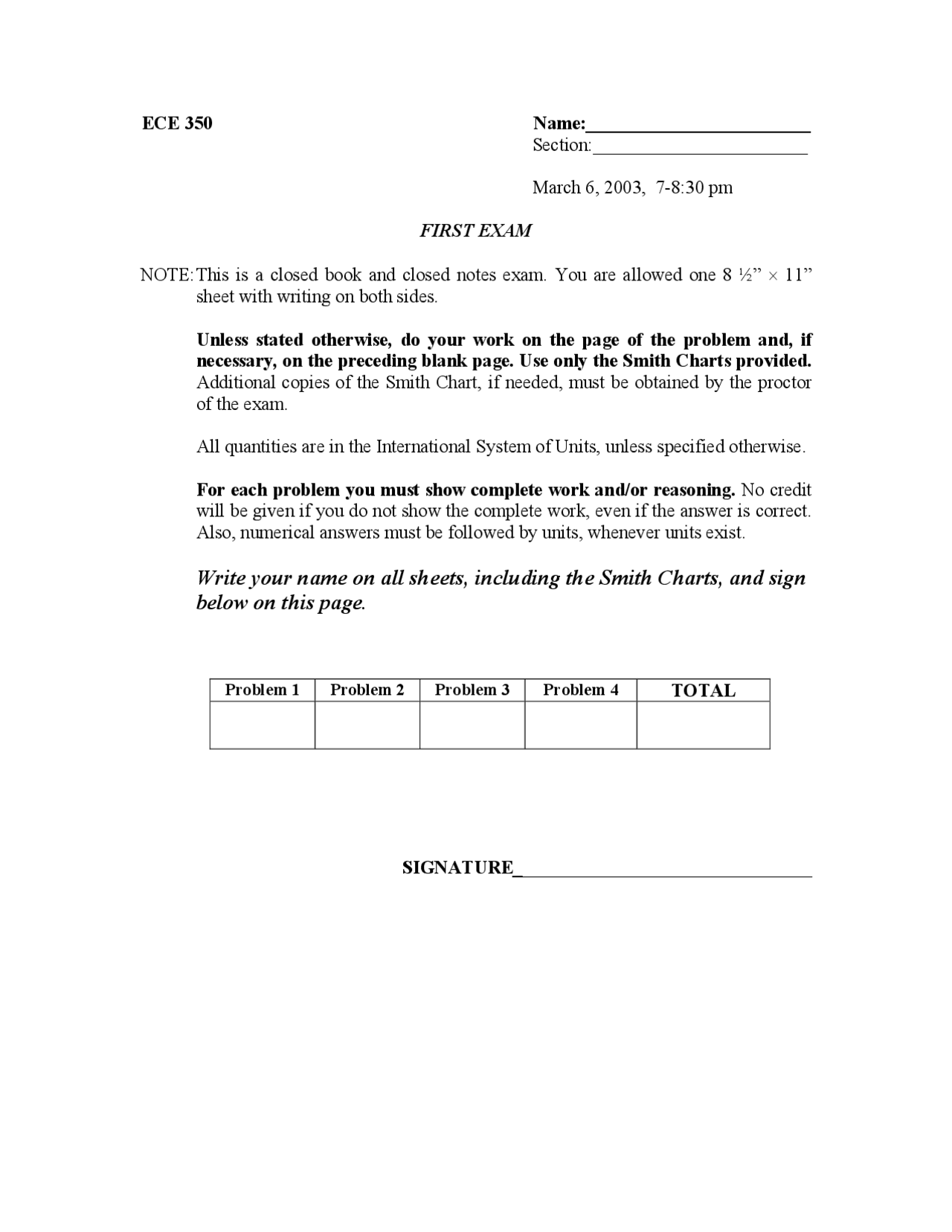 Practice Problems For Exam 1 Lines Fields And Waves Ece 450 Docsity
