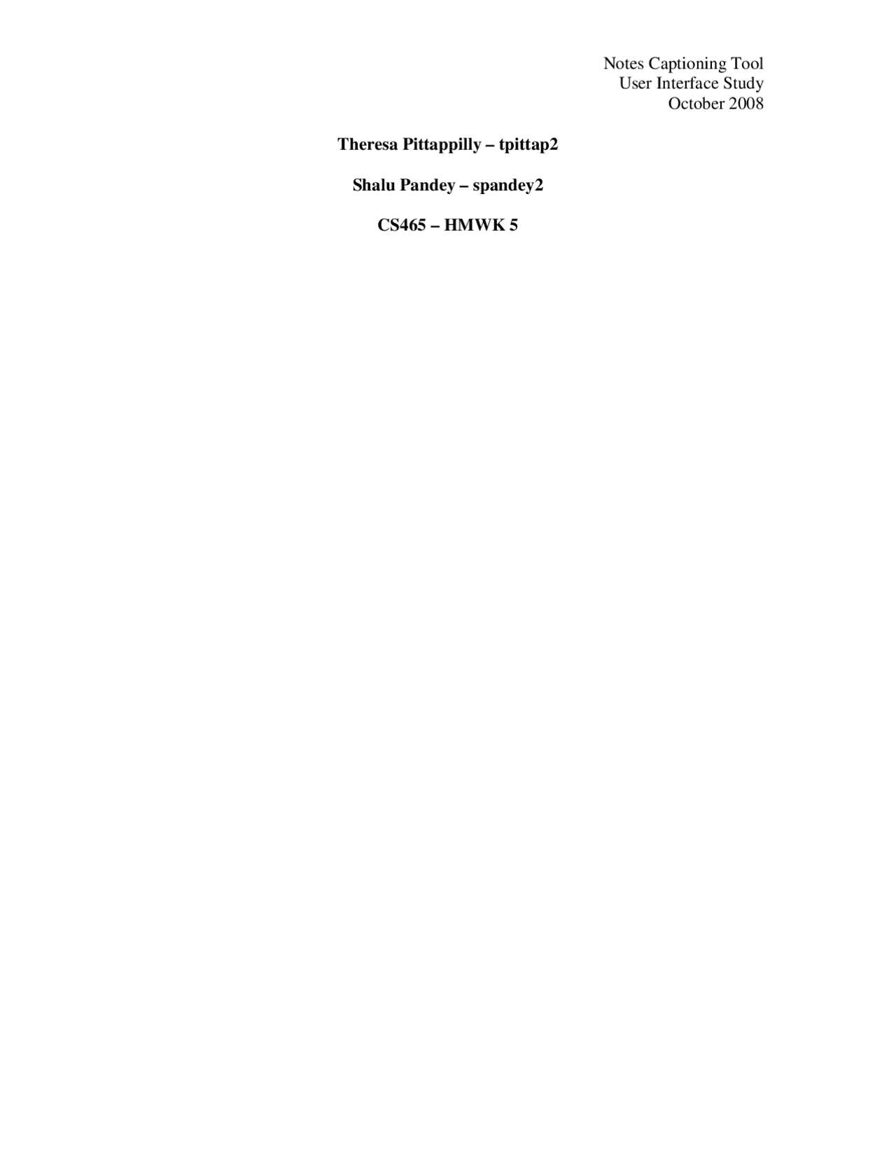 Overview Of The Interface Assignment 5 User Interface Design Cs 465