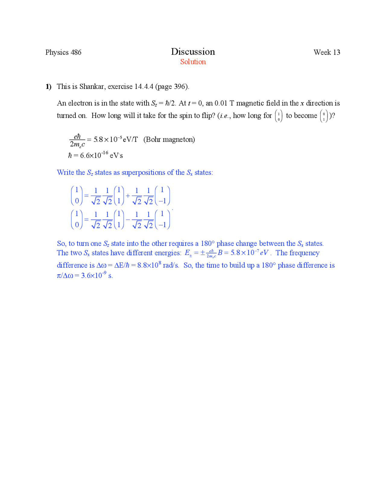 Discussion Questions With Solutions Quantum Physics I Phys 486