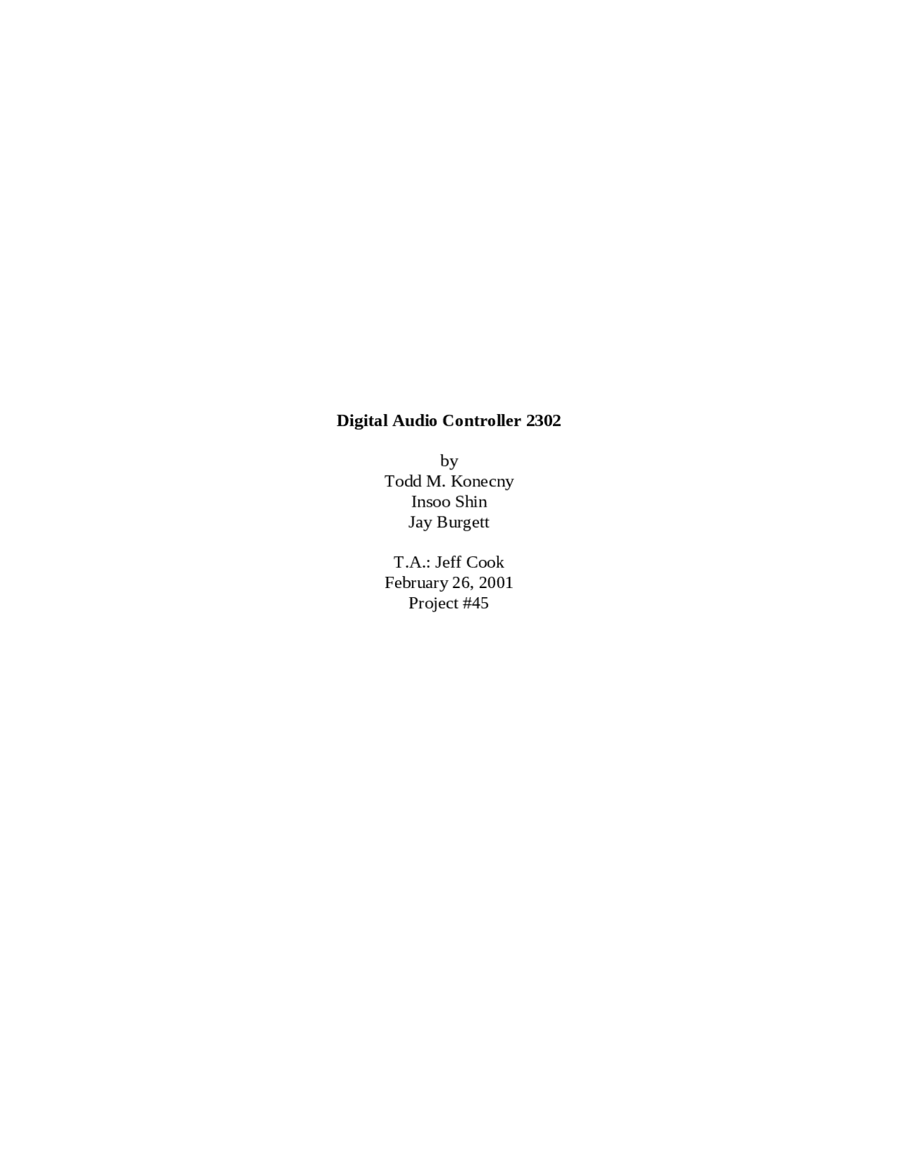 Senior Design Project Lab Digital Audio Controller Ece 445 Docsity