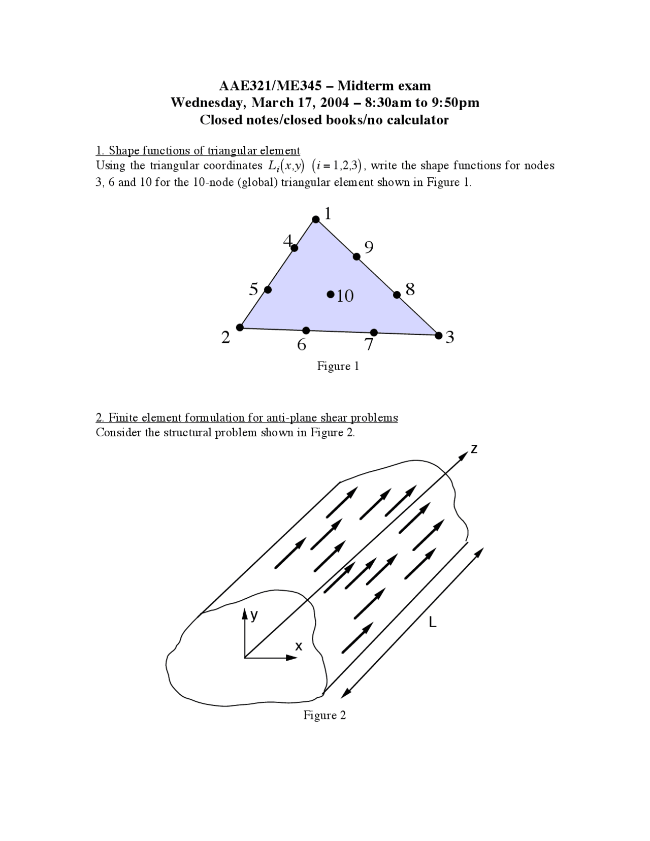 Midterm Exam With Solution For Finite Element Analysis Ae 420 Docsity