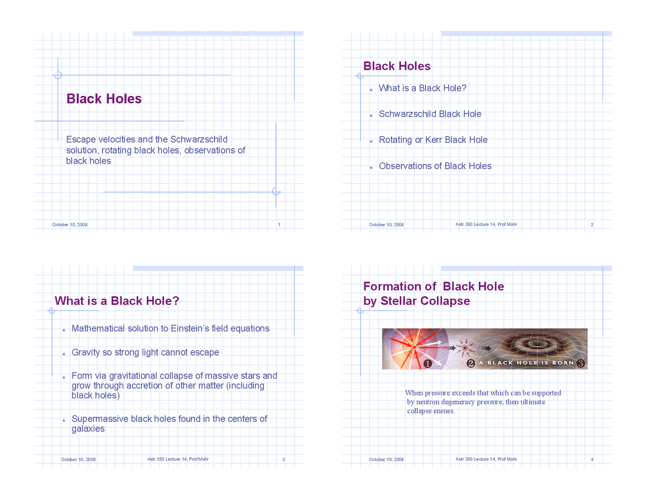 Black Holes Introduction To Cosmology Lecture Slides Astr 350