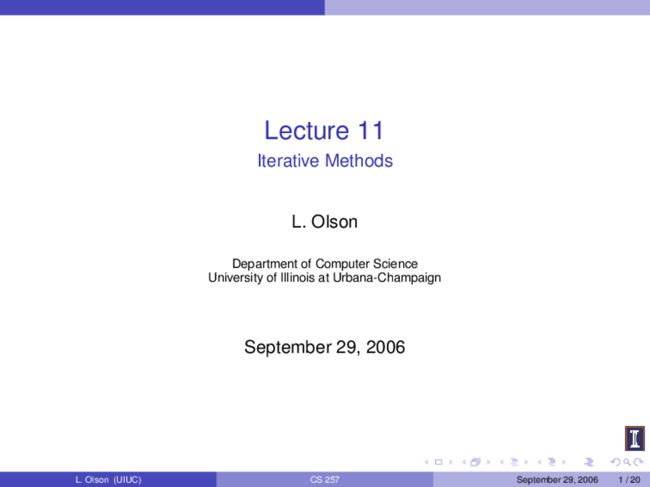 Iterative Methods Lecture Slides Cs 257 Docsity
