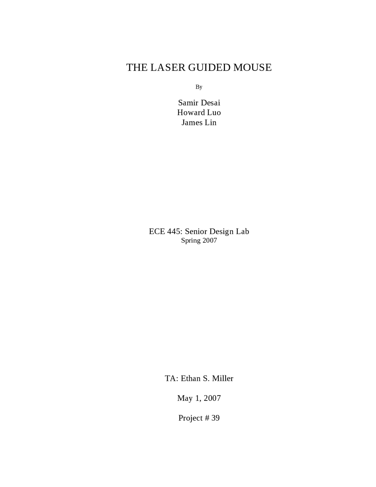 The Laser Guided Mouse Lecture Notes Ece 445 Docsity