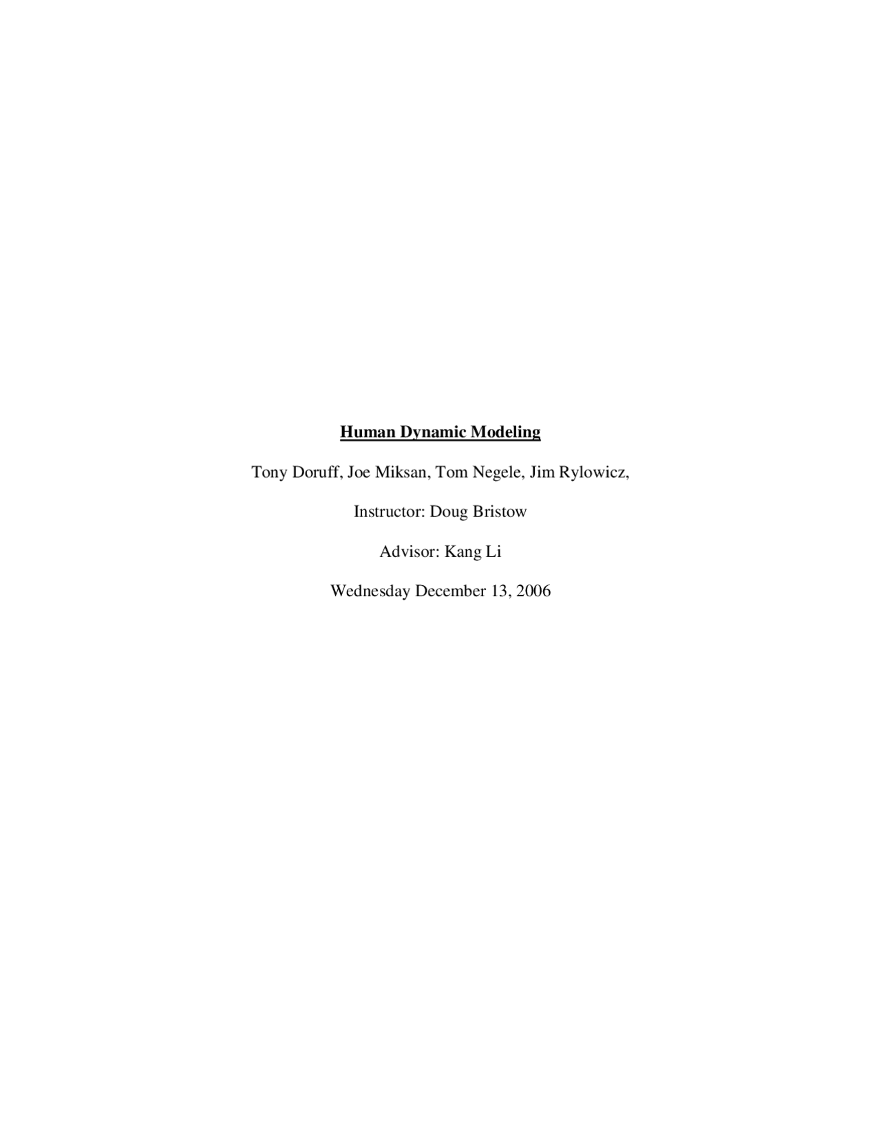 Human Dynamic Modeling Signal Processing Me 360 Docsity