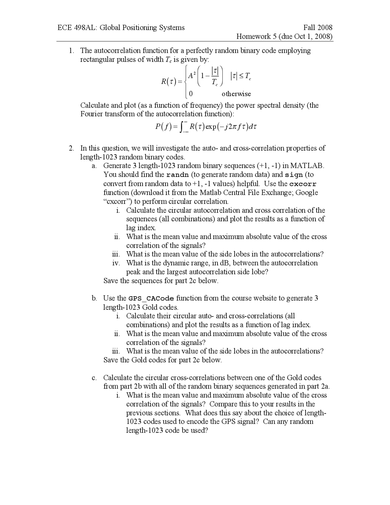 Homework 5 Questions Signal And Image Analysis Ece 498 Docsity
