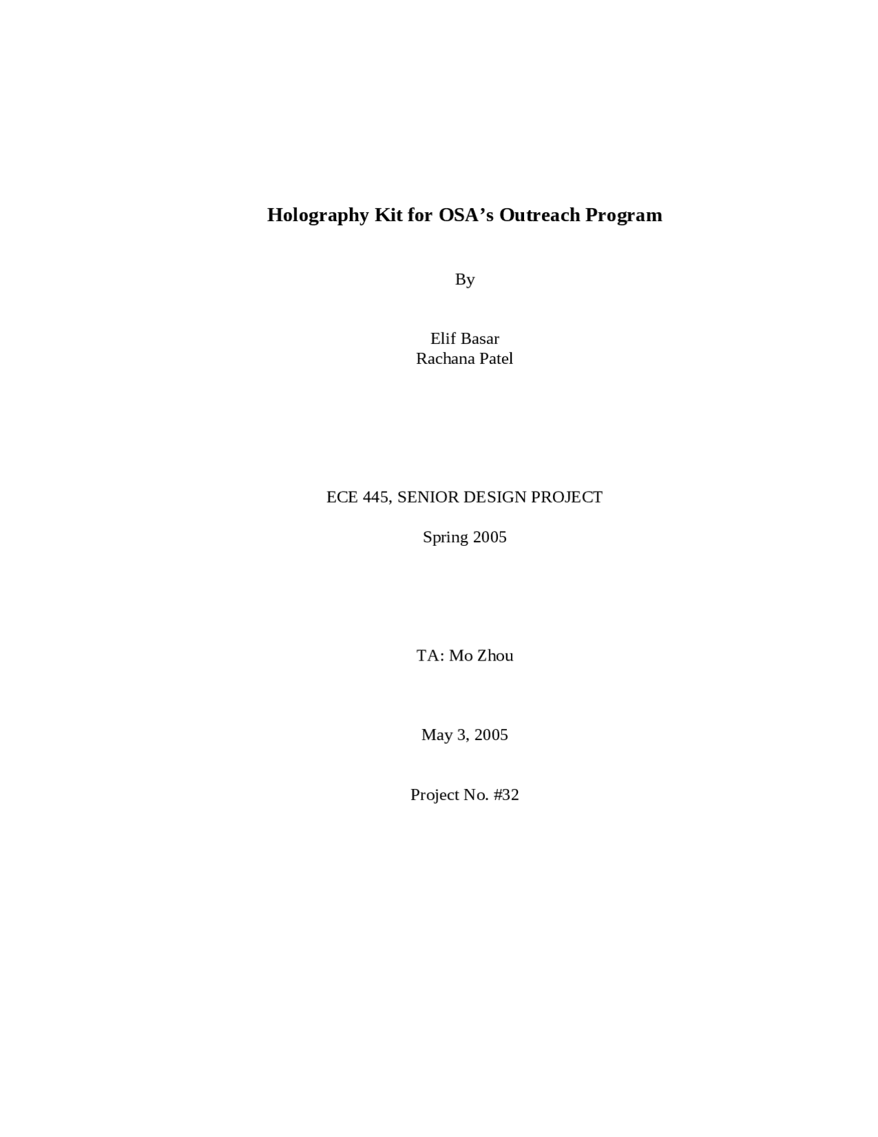 Holography Kit for OSA’s Outreach Program – Project | ECE 445 | Study Guides, Projects, Research ...