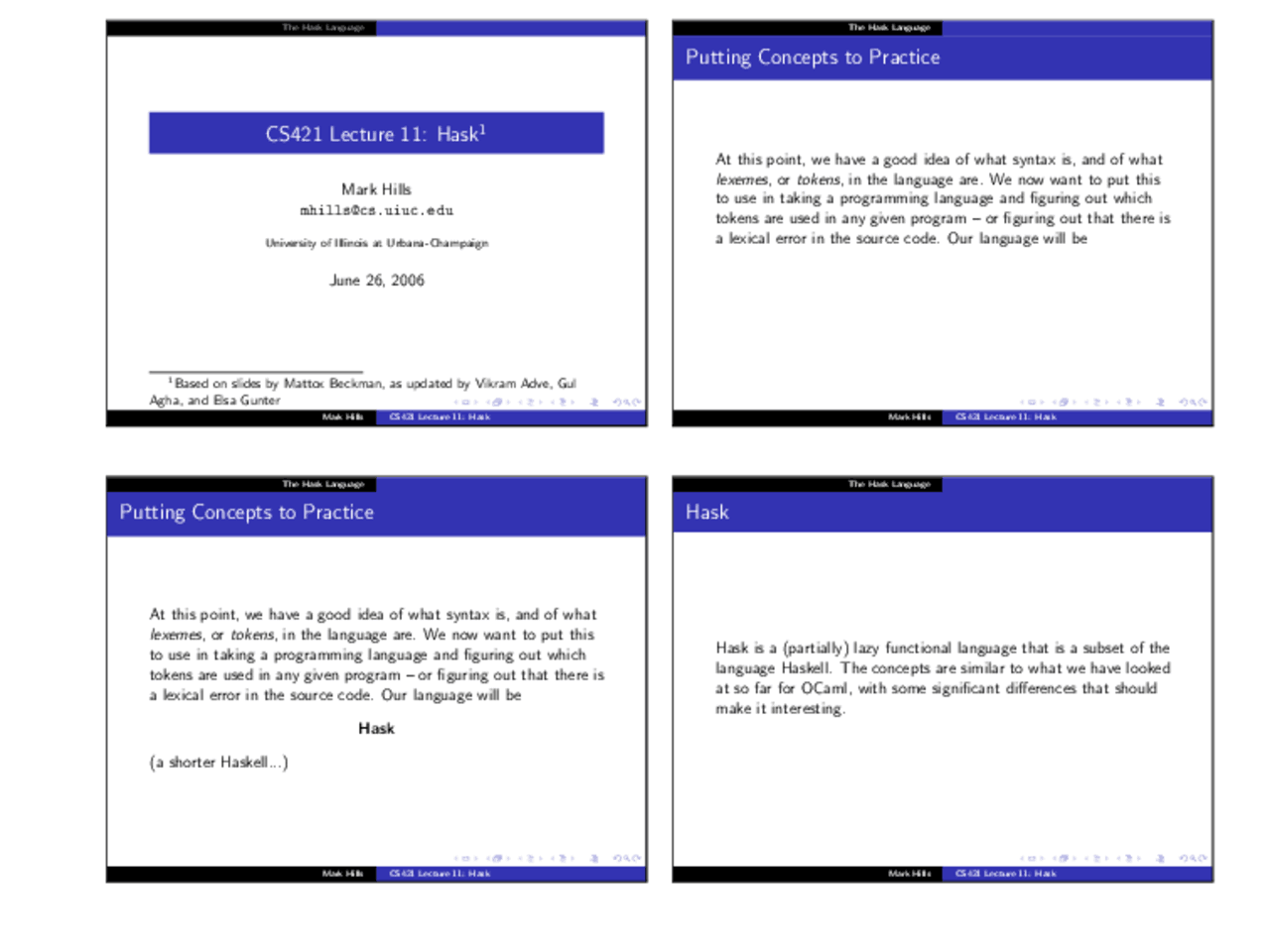 Hask Programming Languages And Compilers Lecture Slides Cs 421 8613