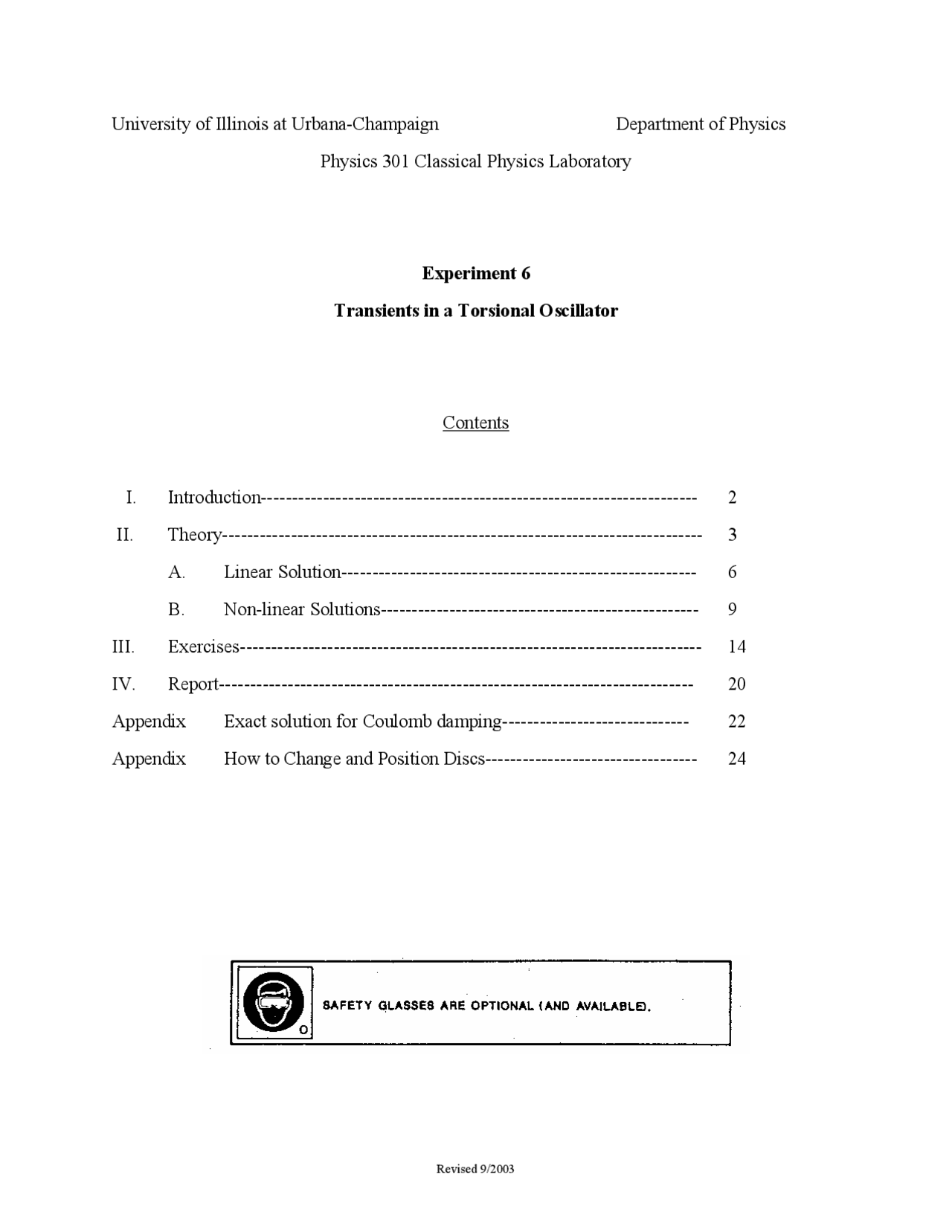 Transients In A Torsional Oscillator Classical Physics Lab Phys 401