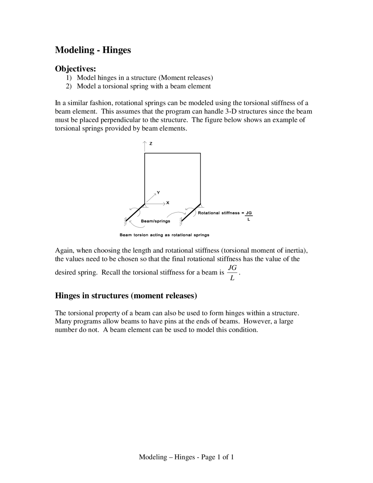 Notes On Modeling Hinges Stress Analysis Ces 4141 Docsity