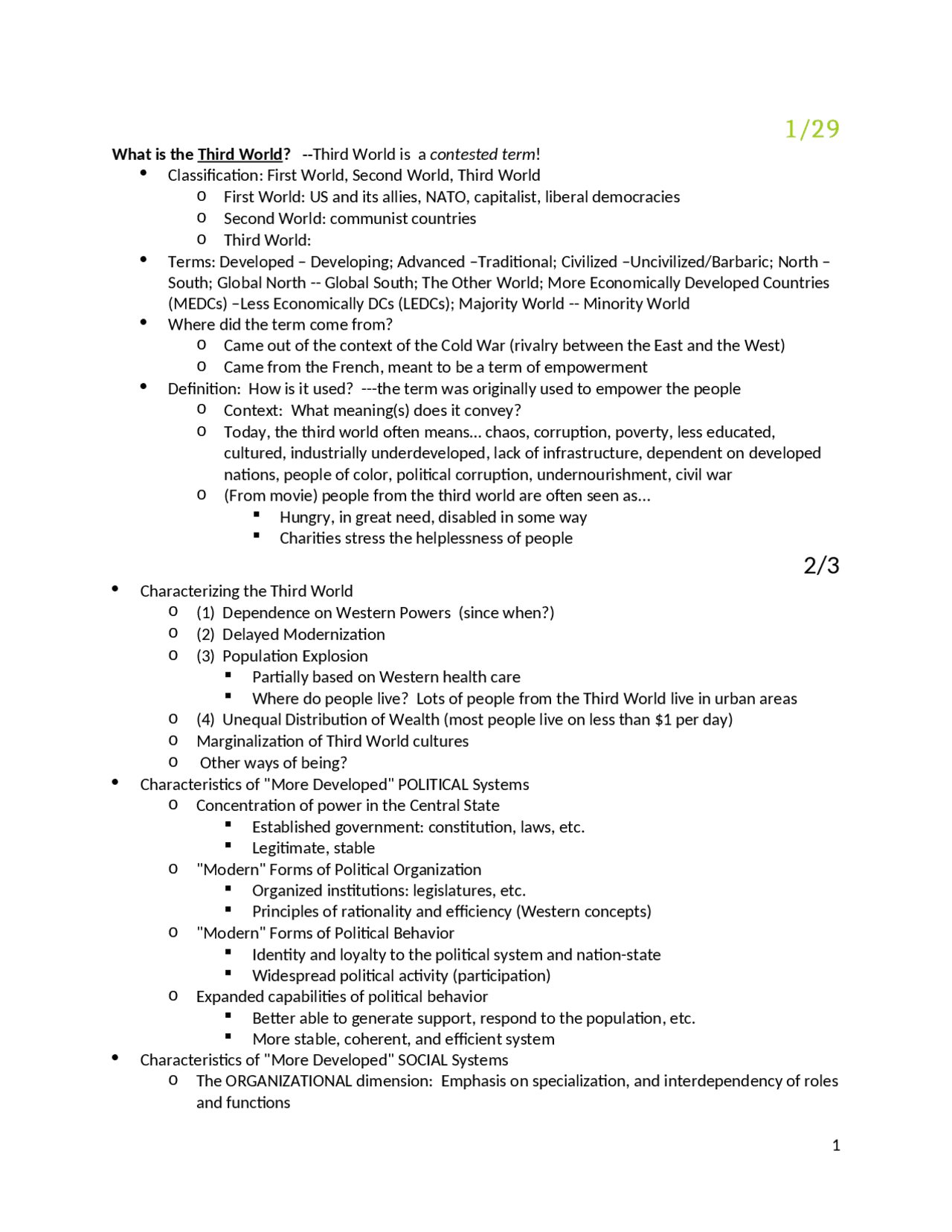 What Is Third World Lecture Notes Gvpt 282 Docsity