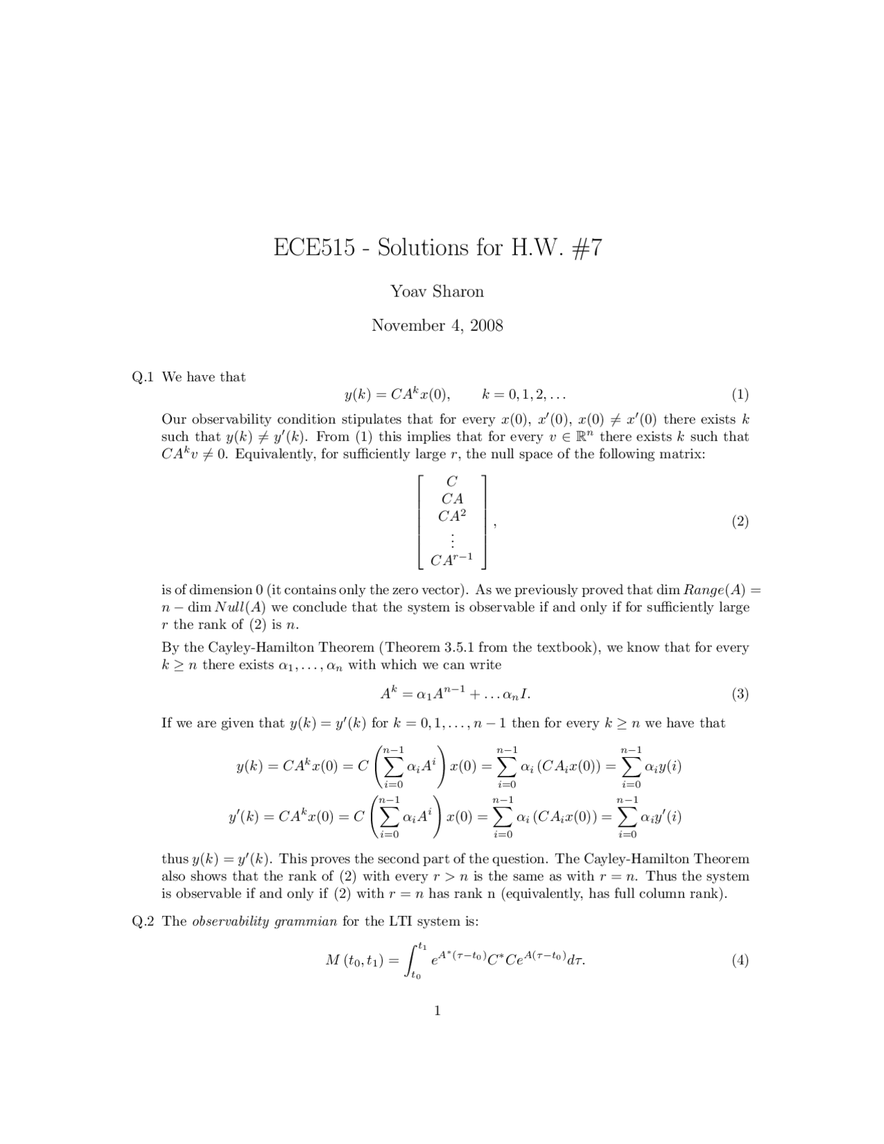 6 Solved Problems On Transfer Functions Assignment Ece 515 Docsity