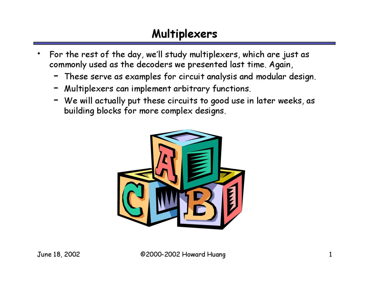 Multiplexers Computer Architecture I Lecture Slides Cs 231 Docsity