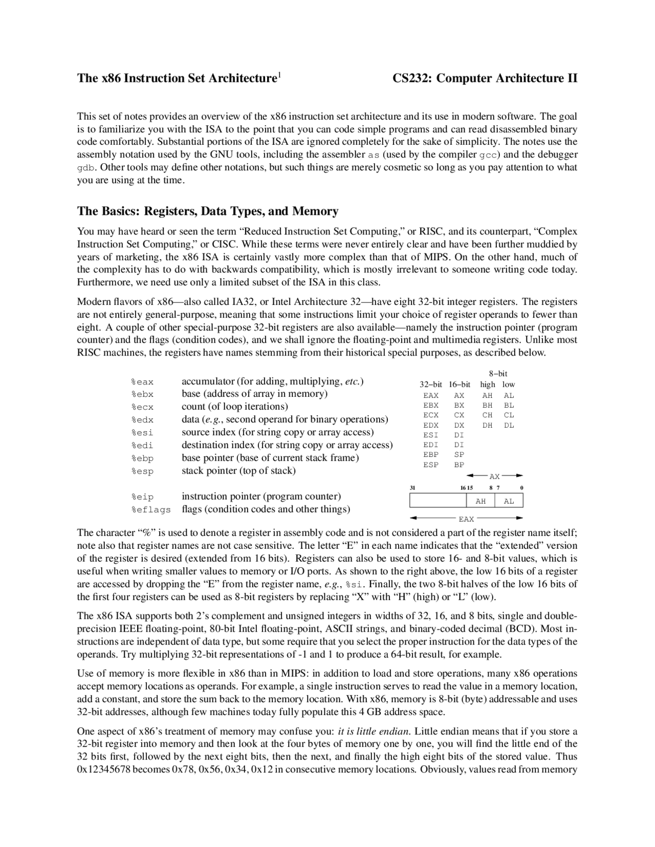Instruction Set Architecture - Computer Architecture II | CS 232 - Docsity
