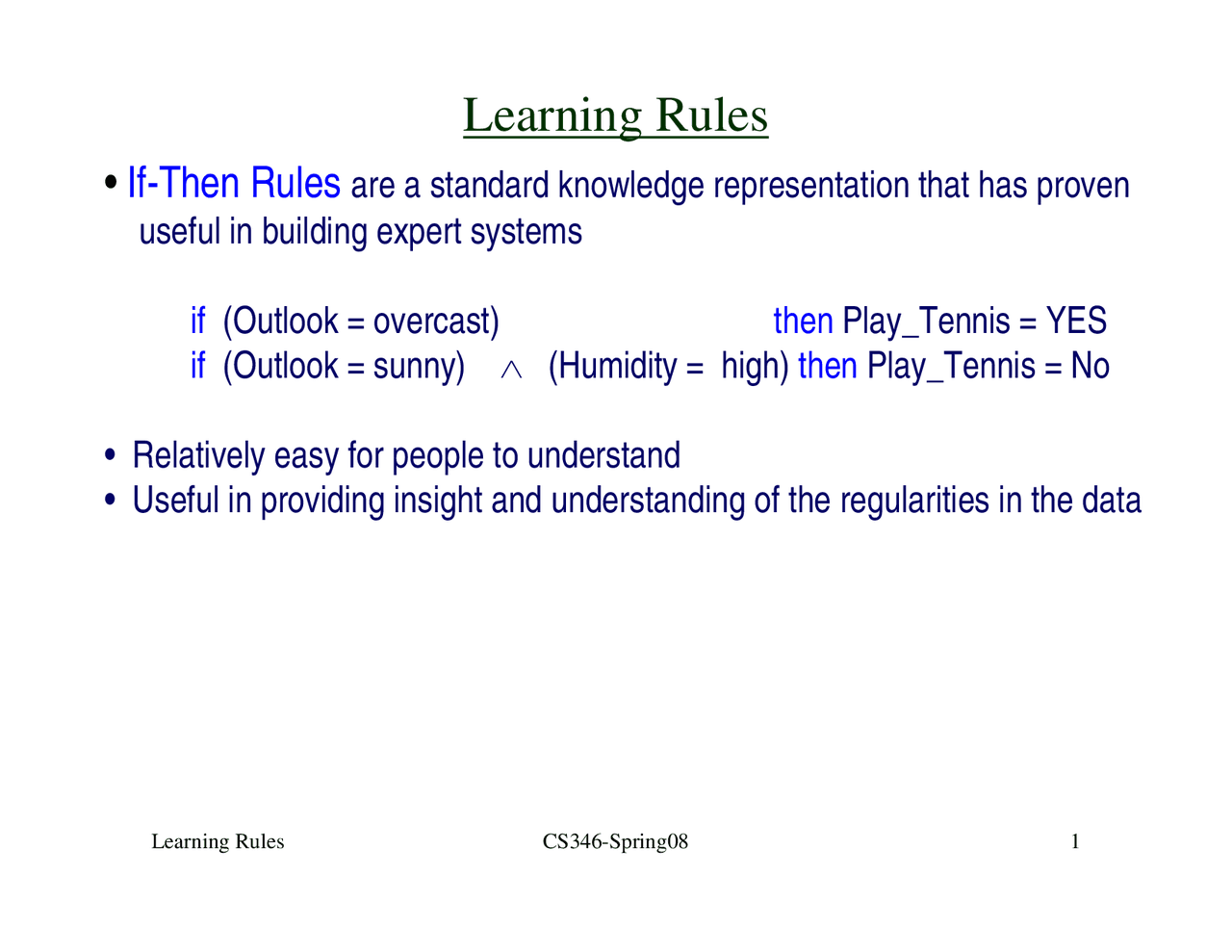 Learning Rules - Machine Learning - Study Guide | CS 446 - Docsity