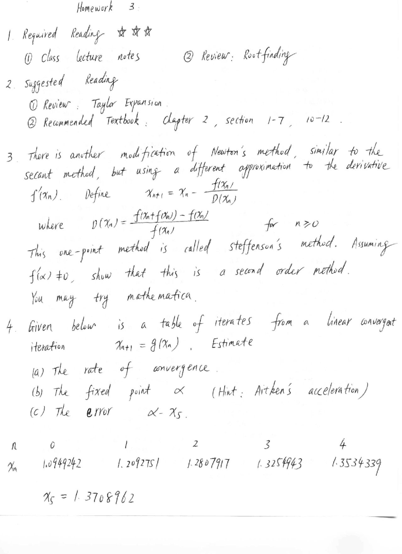 Handout Homework 3 Scientific Computation I Math 661 Docsity