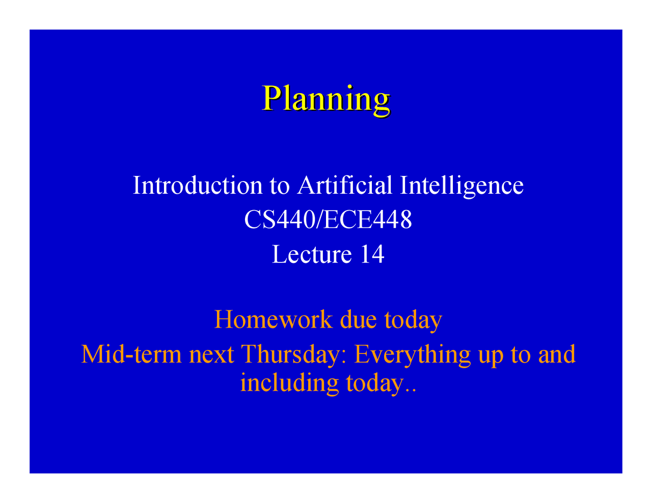 Lecture Slides On Planning Artificial Intelligence Cs 440 Docsity