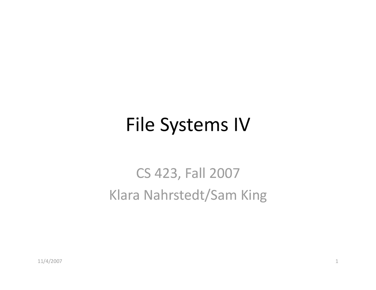 File Systems Operating Systems Design Lecture Slides Cs 423 Docsity