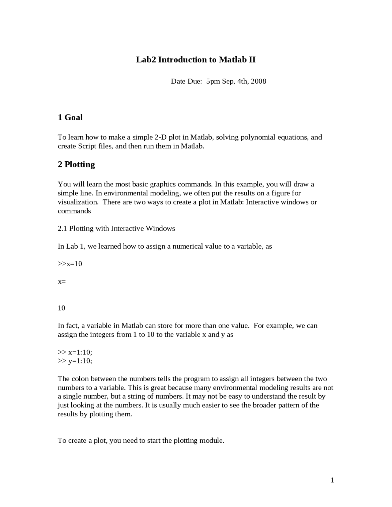 Introduction To Matlab Ii Modeling Of Environmental Sciences Geog