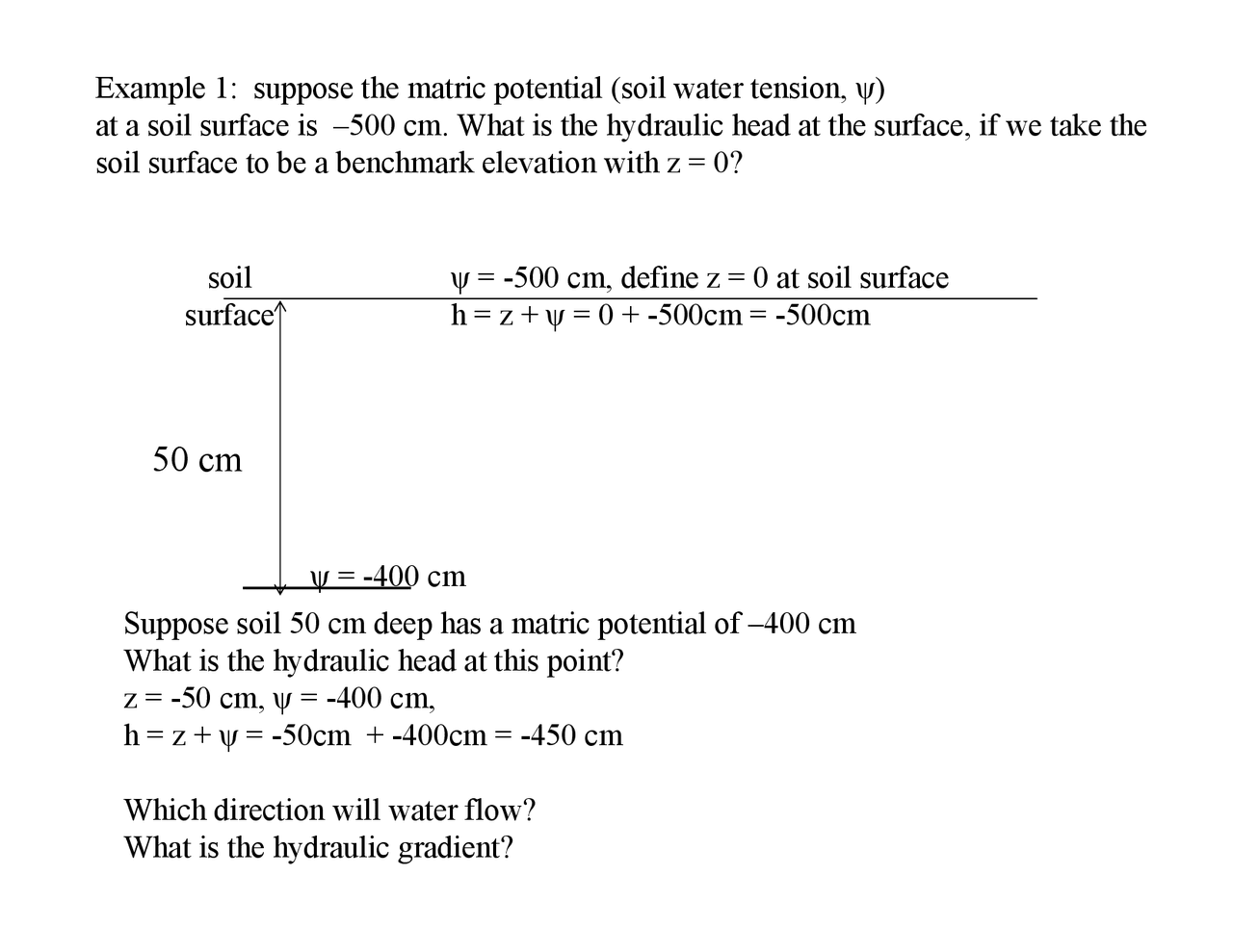 Solved Examples on Matrix Potential in Soil Surface | NRES 401 - Docsity