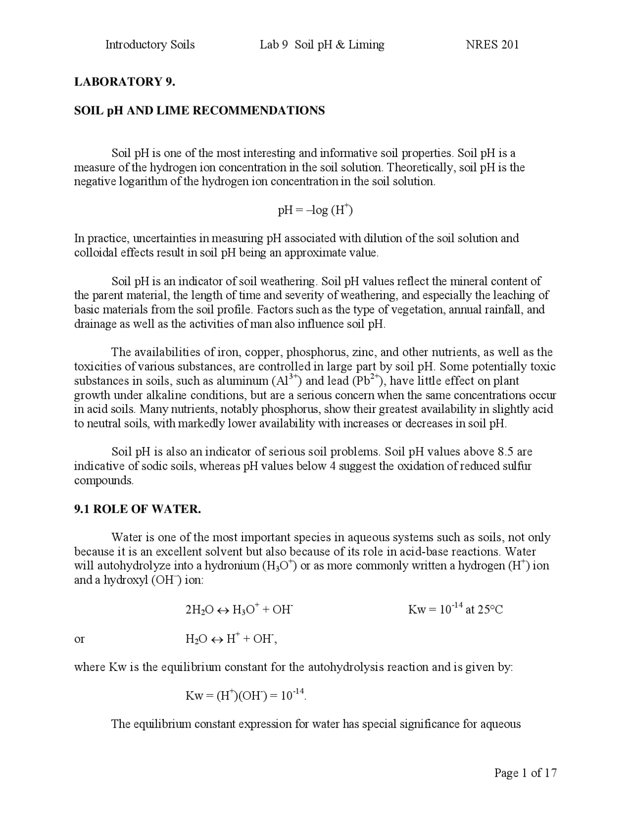 Soil pH and Lime Recommendations - Introductory Soils | NRES 201 | Lab ...