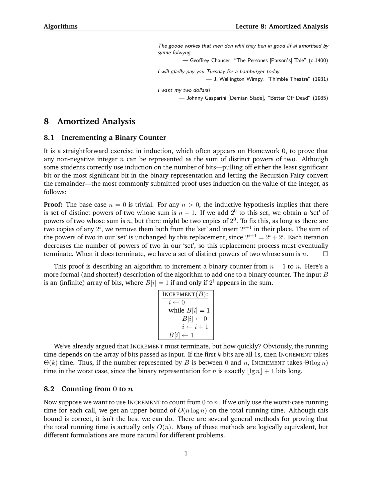 Lecture Notes On Amortized Analysis Cs 473 Docsity