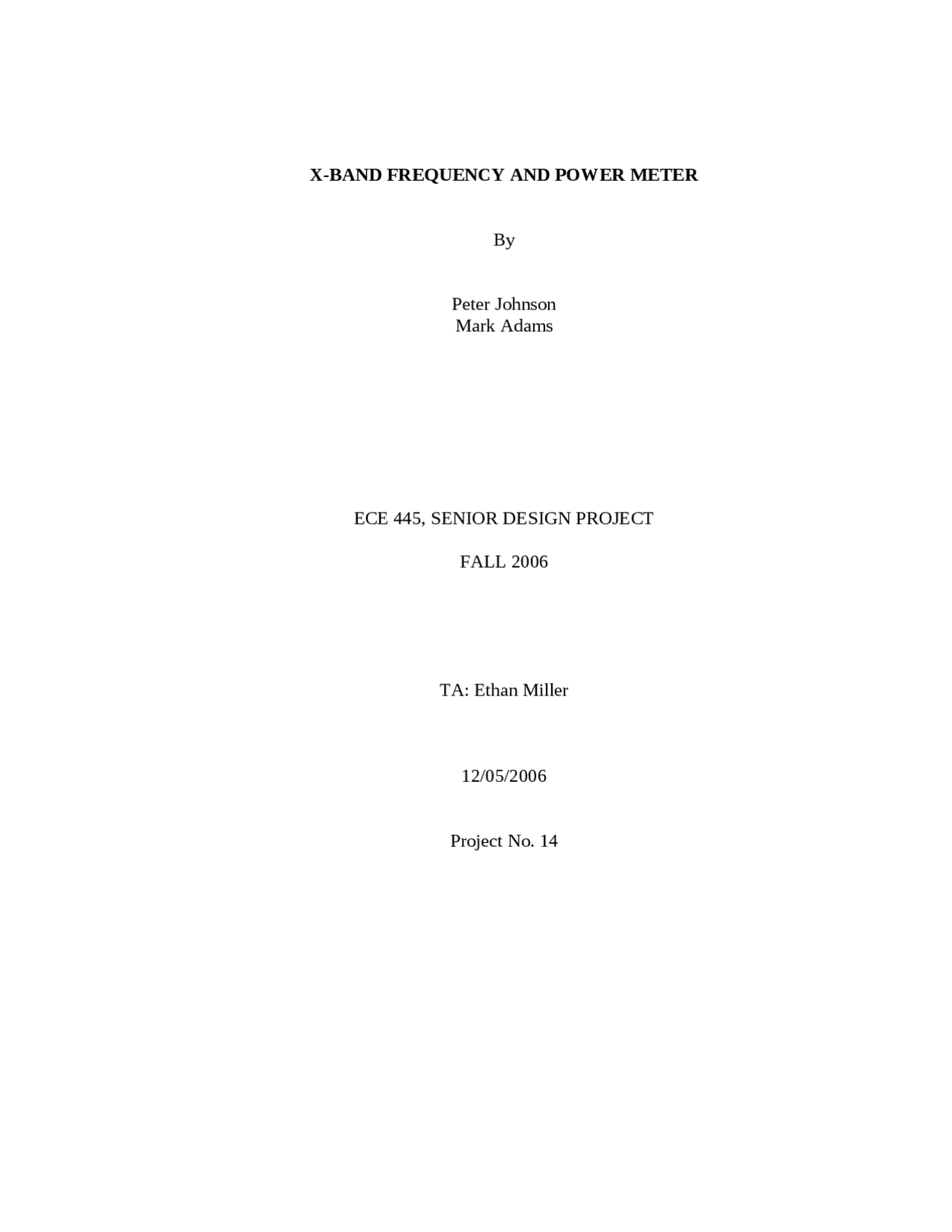 X-Band Frequency and Power Meter | ECE 445 - Docsity