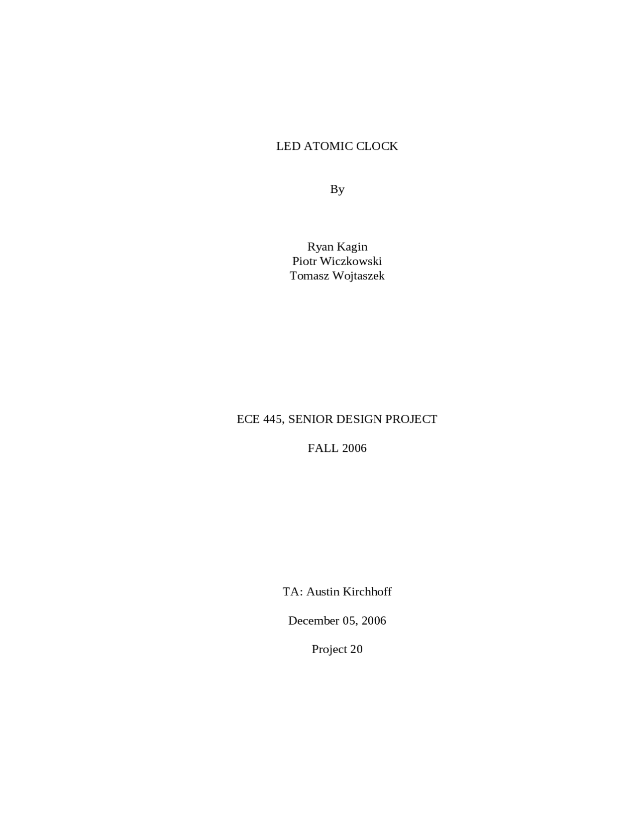 Project Report For Led Atomic Clock Senior Design Ece 445 Docsity