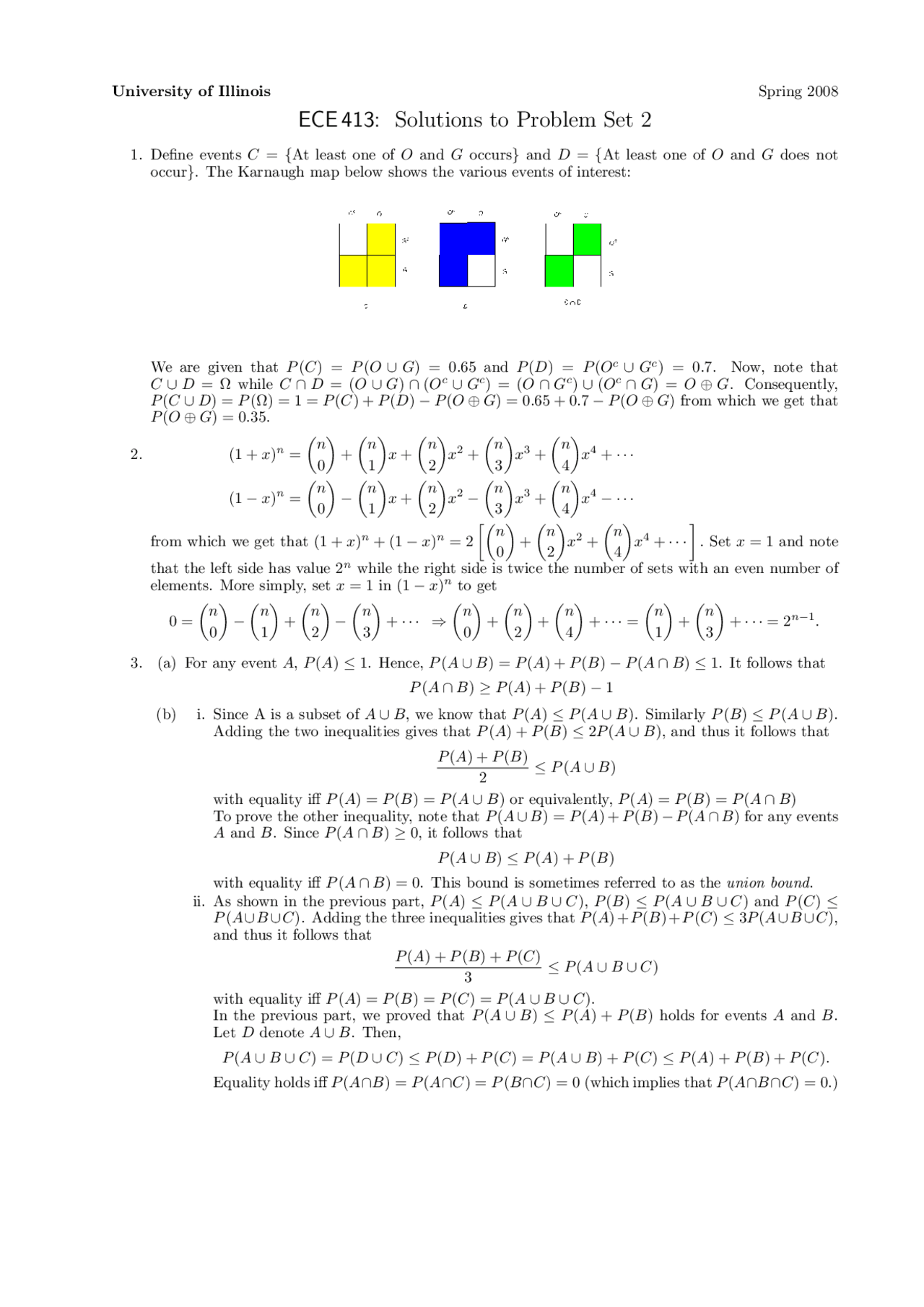 Solutions to Problem Set 2 - Probability with Engineering Application ...