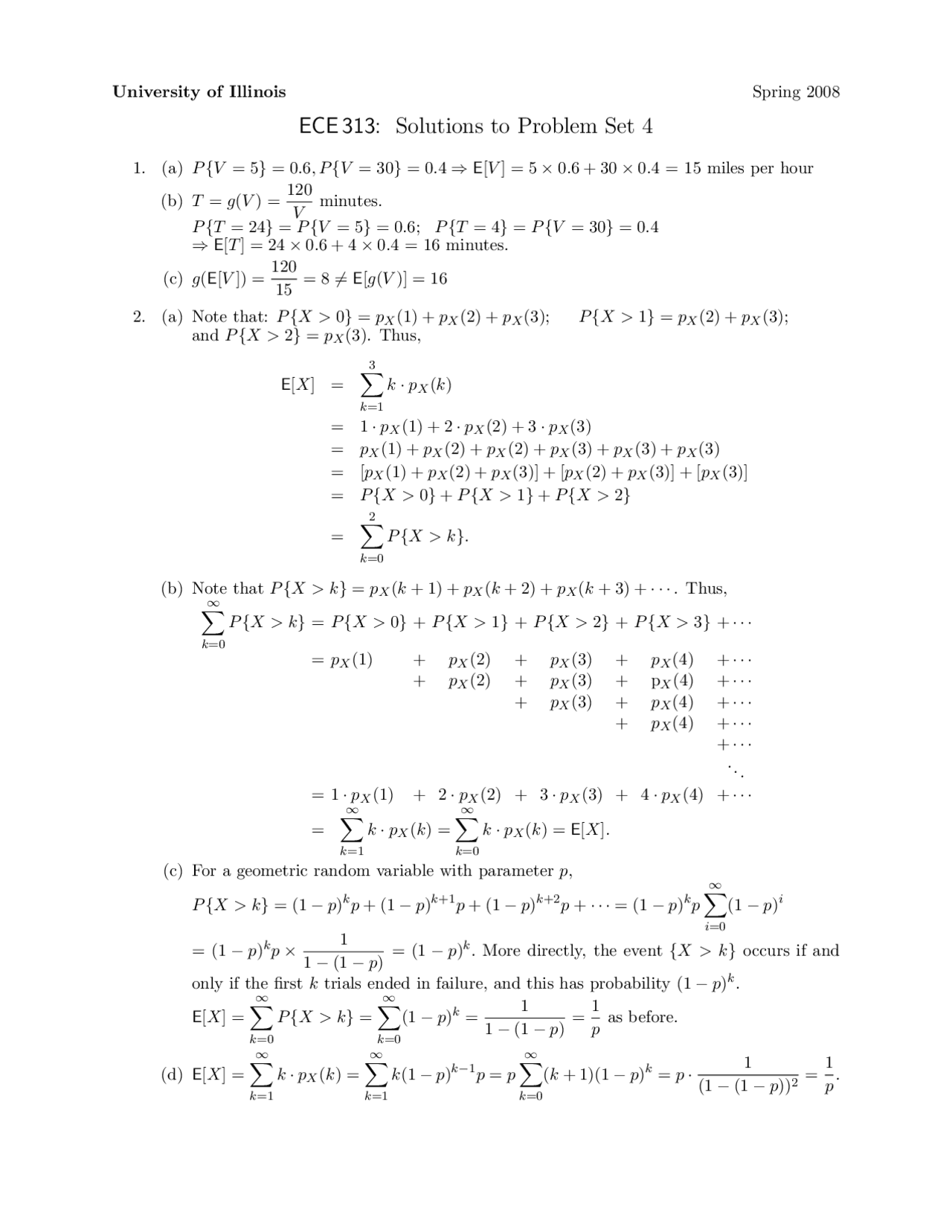 Solution to Problem Set 4 - Probability with Engineering Applications ...